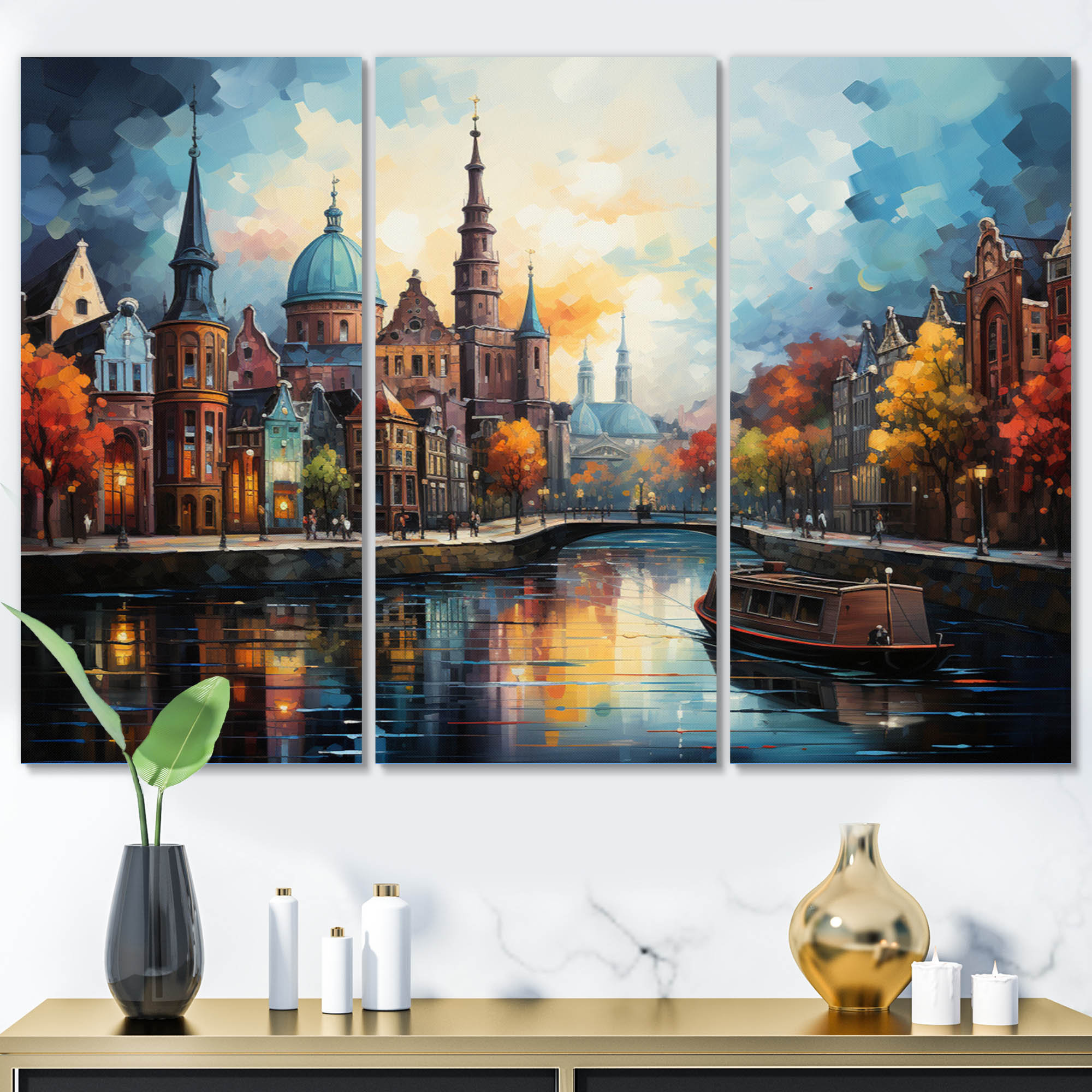 Design Art Colorful Netherlands City of Canals I - Cityscapes Metal Art ...