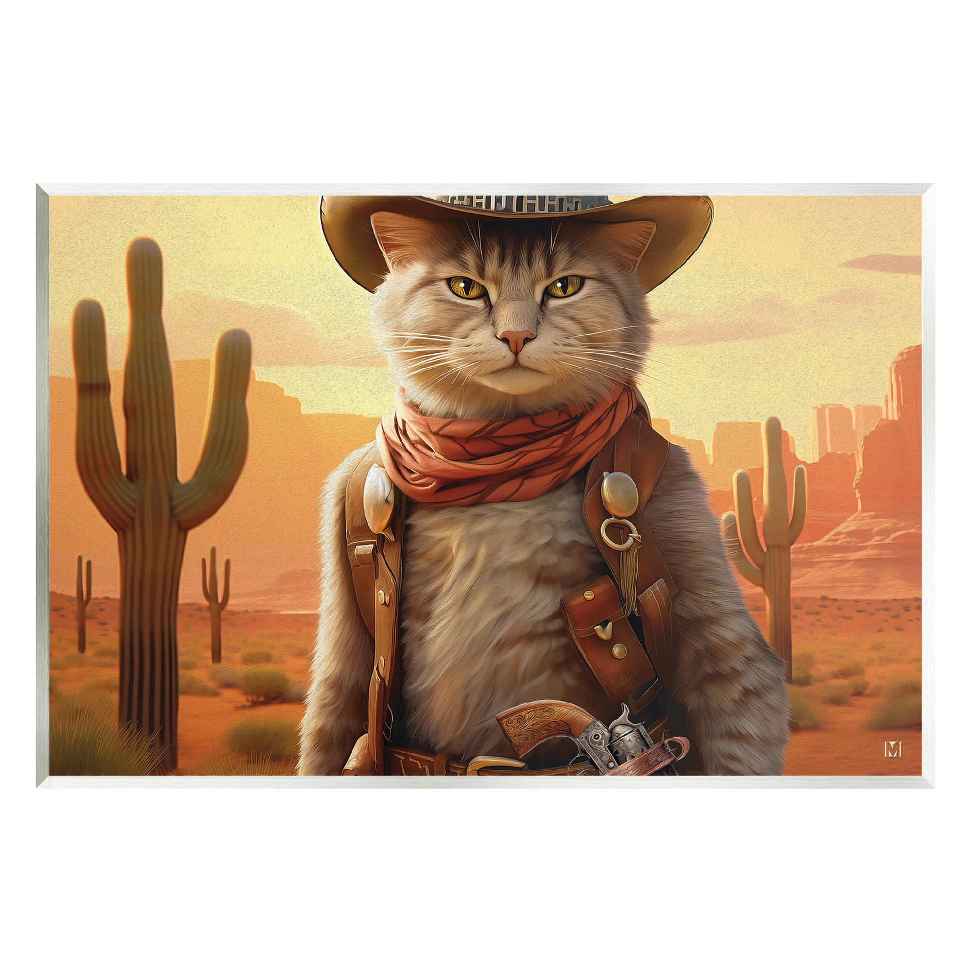 Union Rustic Cowboy Sheriff Cat Wall Plaque Art by Michael David Ward ...