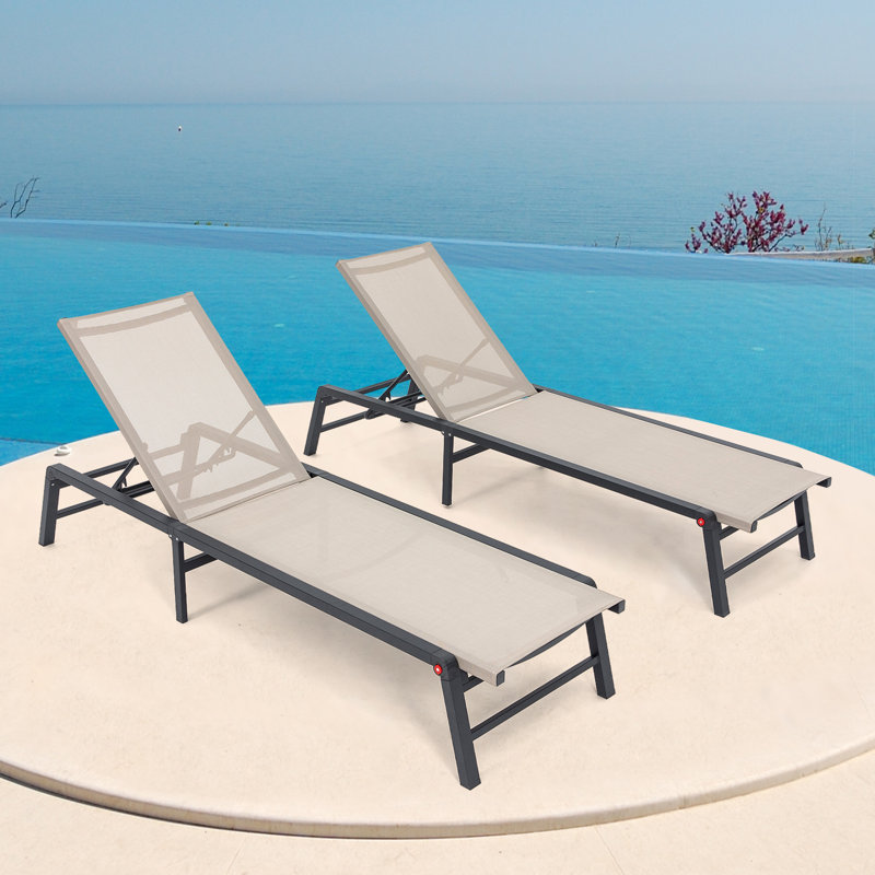 FHVIT Assemble-Free Chaise Lounge Outdoor, Aluminum Outdoor Chaise ...