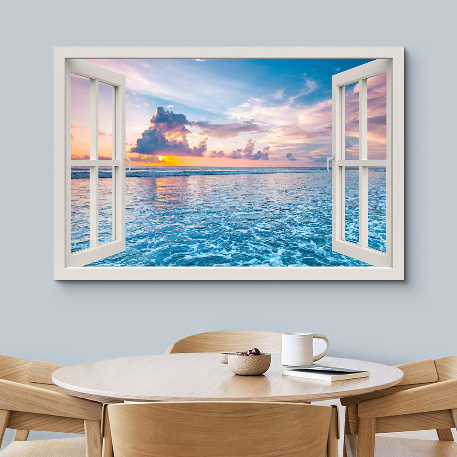 IDEA4WALL Window Scenery " Window View Sunset Sky Blue Ocean Tropical ...