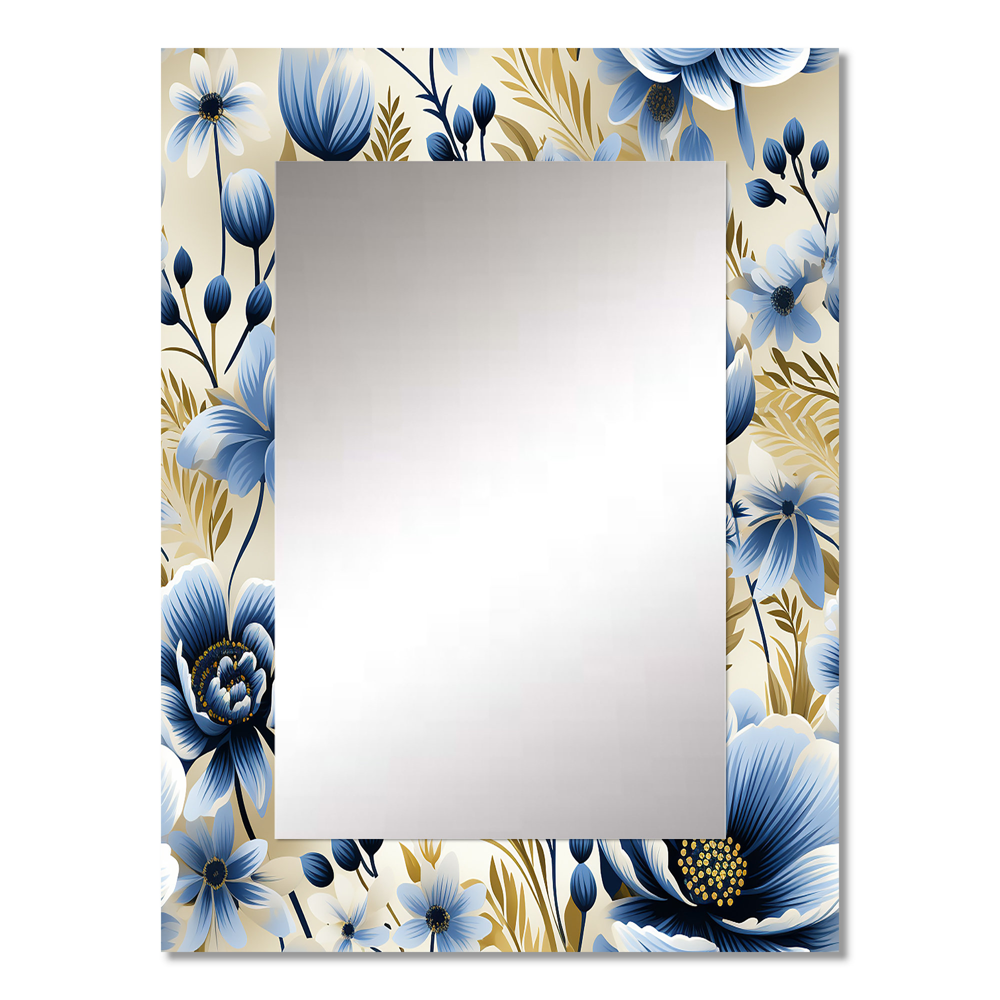 Bungalow Rose Clydene Vintage Blue And Beige Floral Pattern - Floral ...