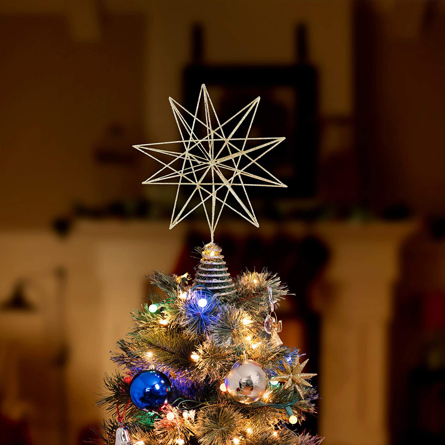 The Holiday Aisle® Glitter Star Tree Topper | Wayfair