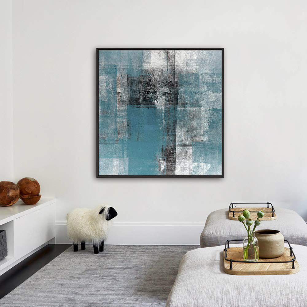 wall26 Faded Blue Black Color Field Abstract Shapes Modern Art ...