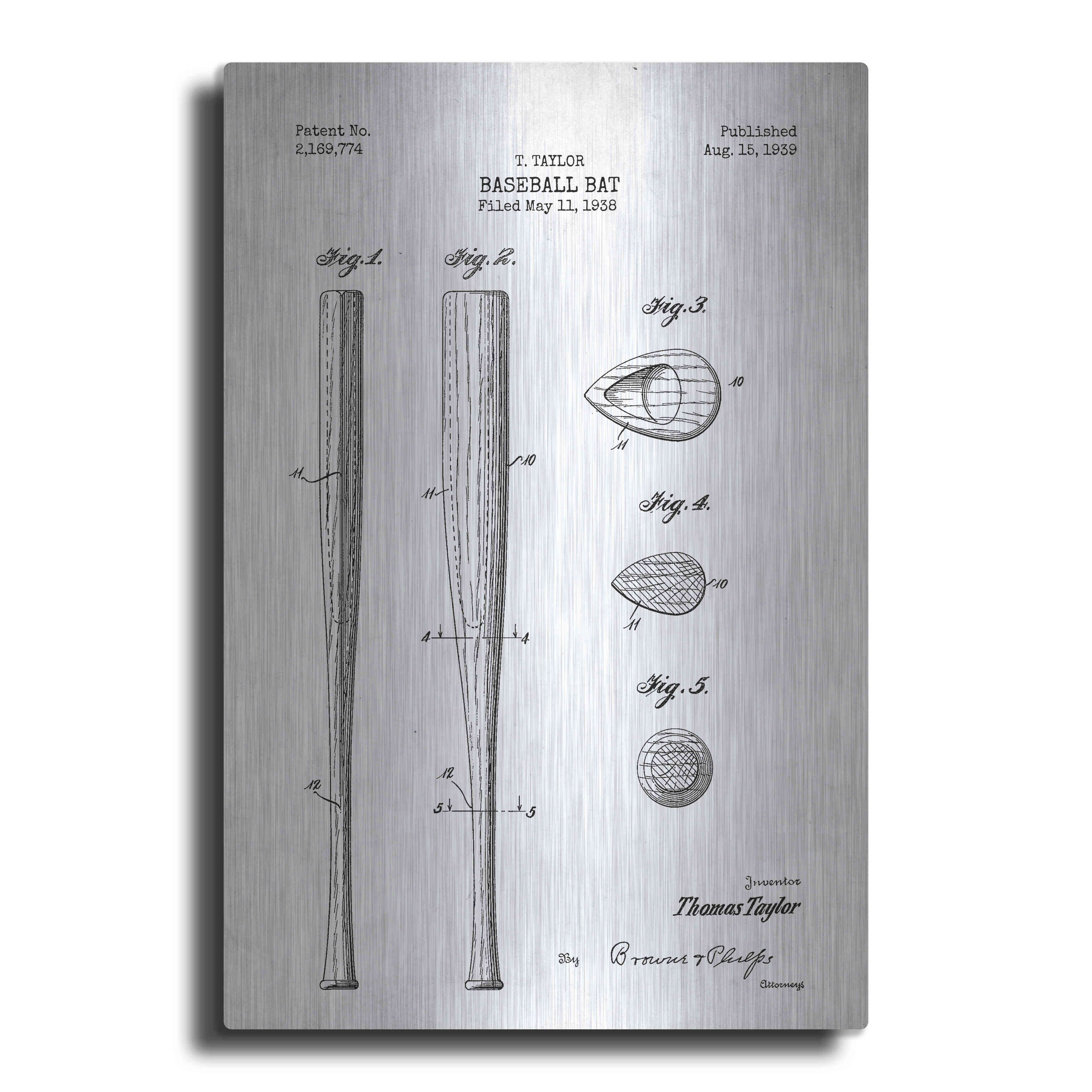 17 Stories " Baseball Bat Blueprint Patent White " by Patents | Wayfair