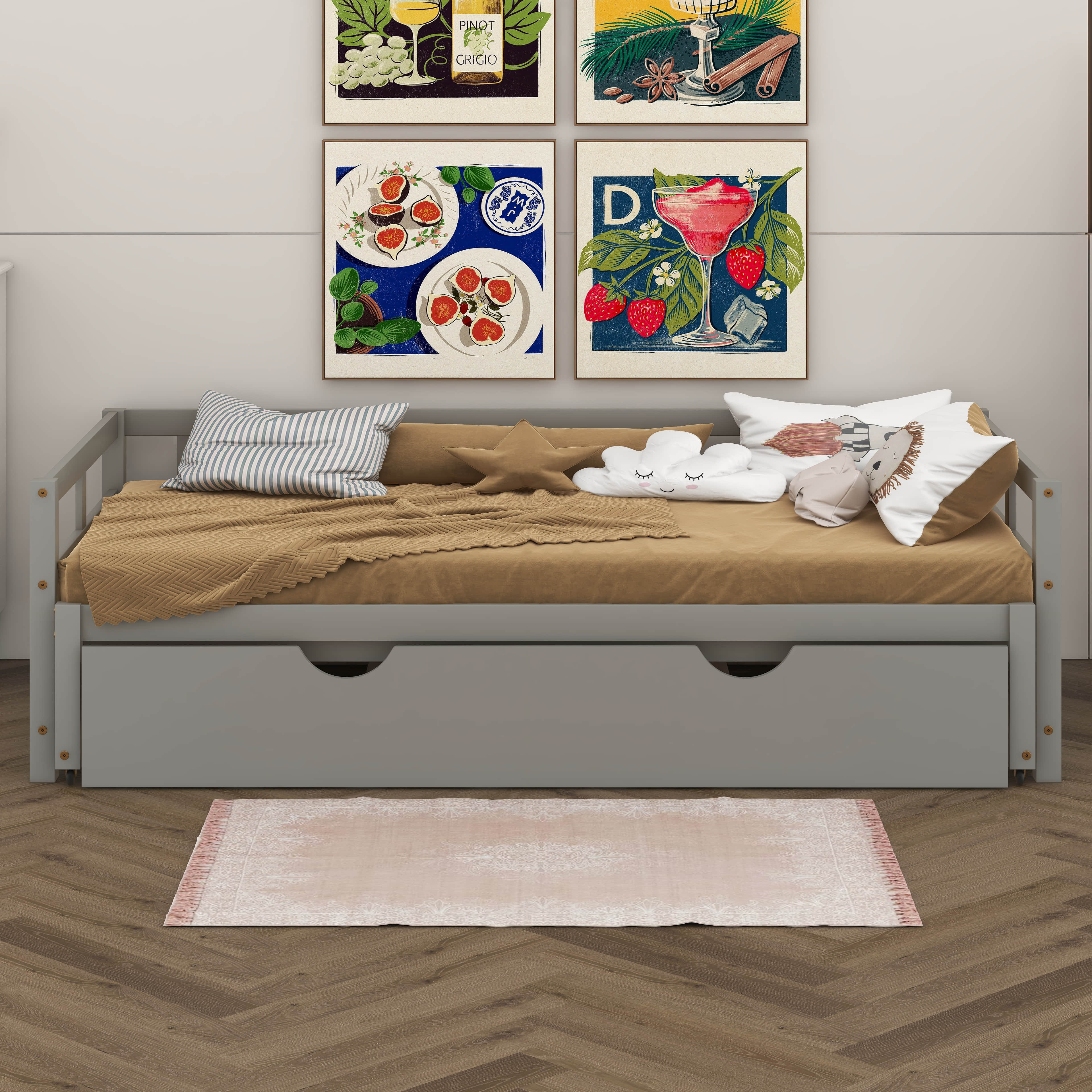 Red Barrel Studio Twin Size Extendable Daybed With Trundle Beds, Wood ...