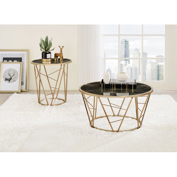 Mercer41 Olfe Coffee Table, Round Coffee Table, Living Room Table ...