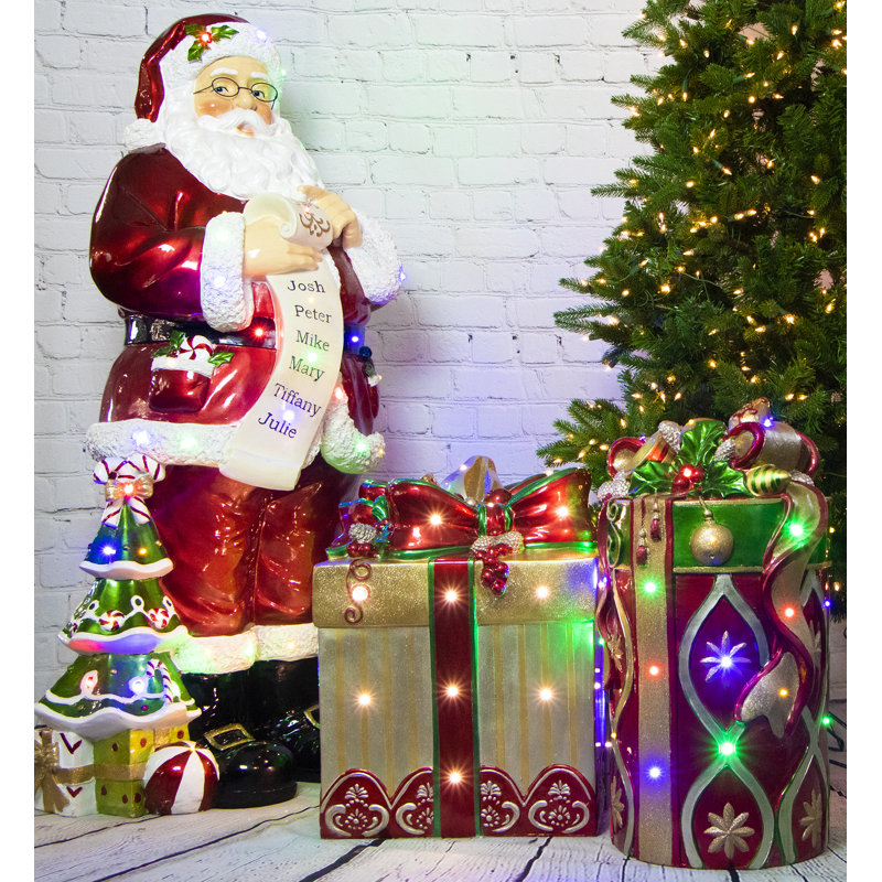 Fraser Hill Farm Indoor/Outdoor 4 ft. Christmas Santa Claus Holding ...