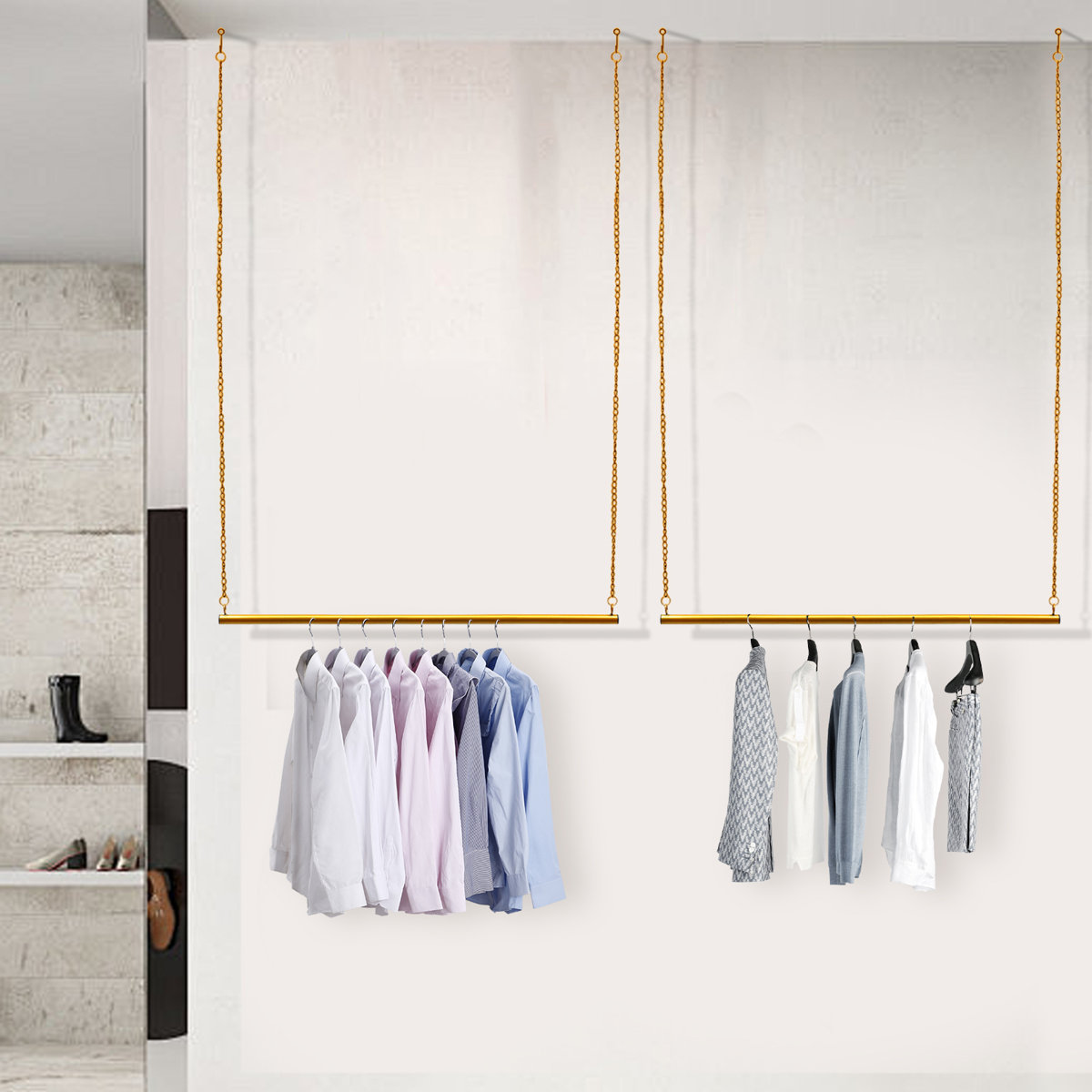 Mercer41 47.24 Adjustable Chain Garment Rack 2pcs Clothing Hanging Rack ...