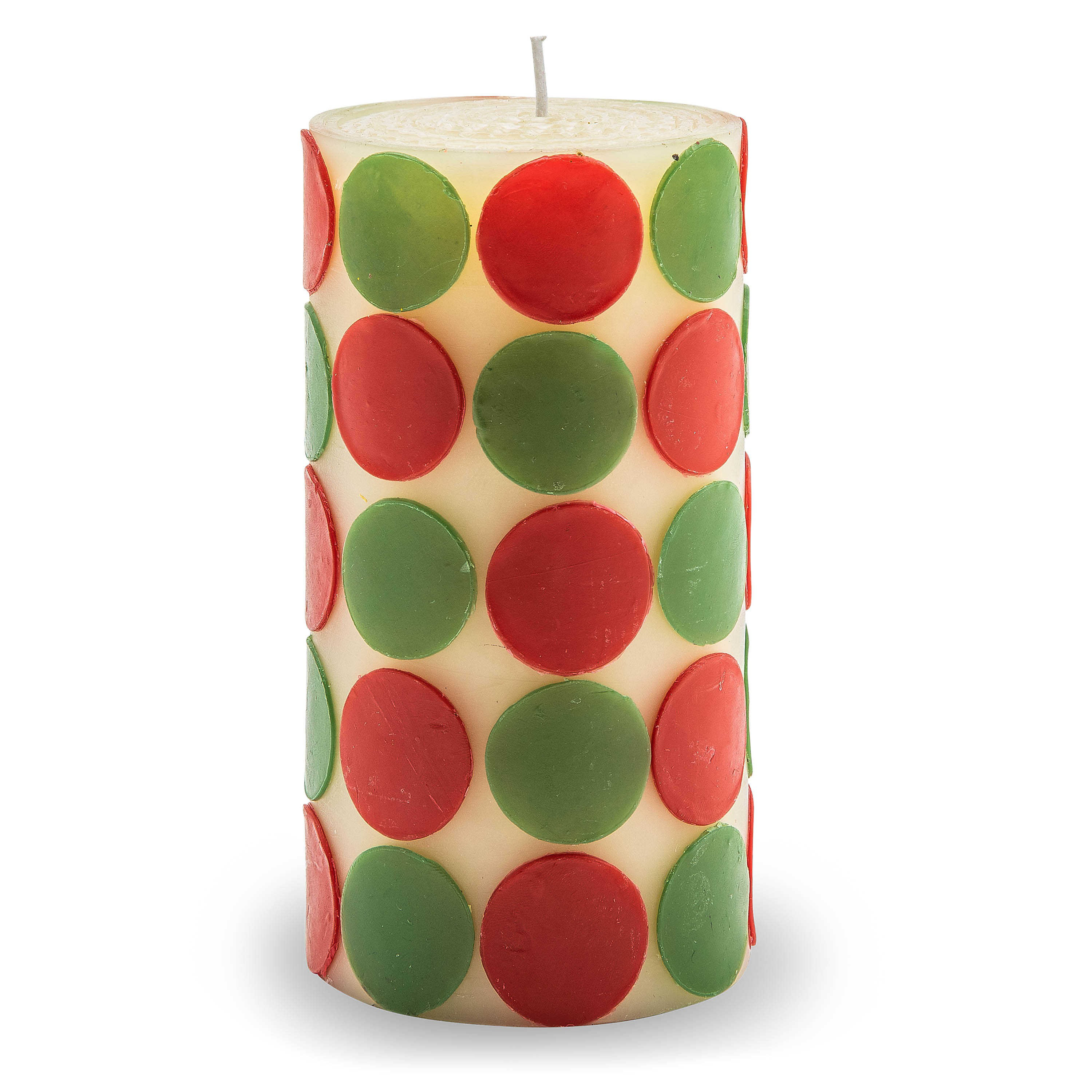 MacKenzie-Childs Macrodot 6"" Red And Green Pillar Candle | Wayfair