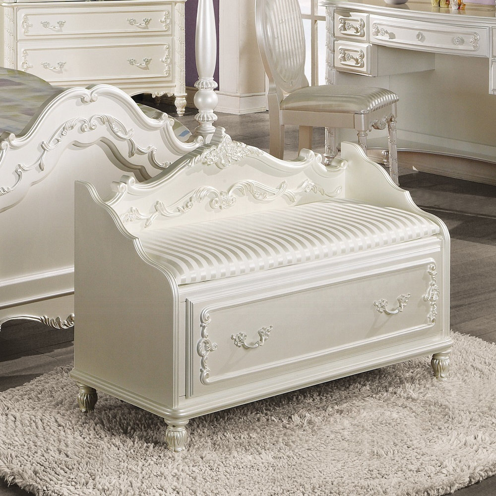 Rosdorf Park Pearl Bench w/Drawer, Pearl White Finish | Wayfair