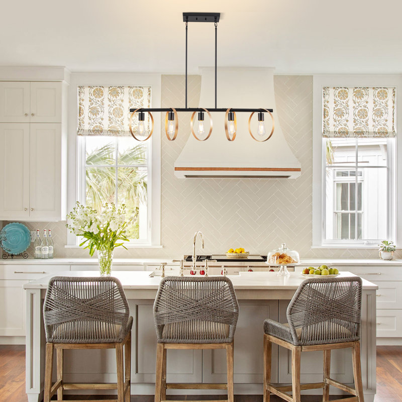 Mercer41 Zarely 5 - Light Dimmable Kitchen Island Pendant Modern Linear ...