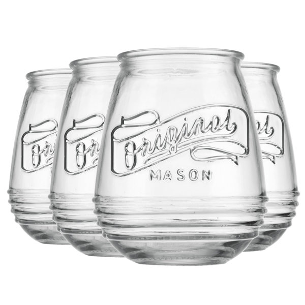Gracie Oaks Set of 4 Original Mason 21oz Retroware Stemless Wine ...