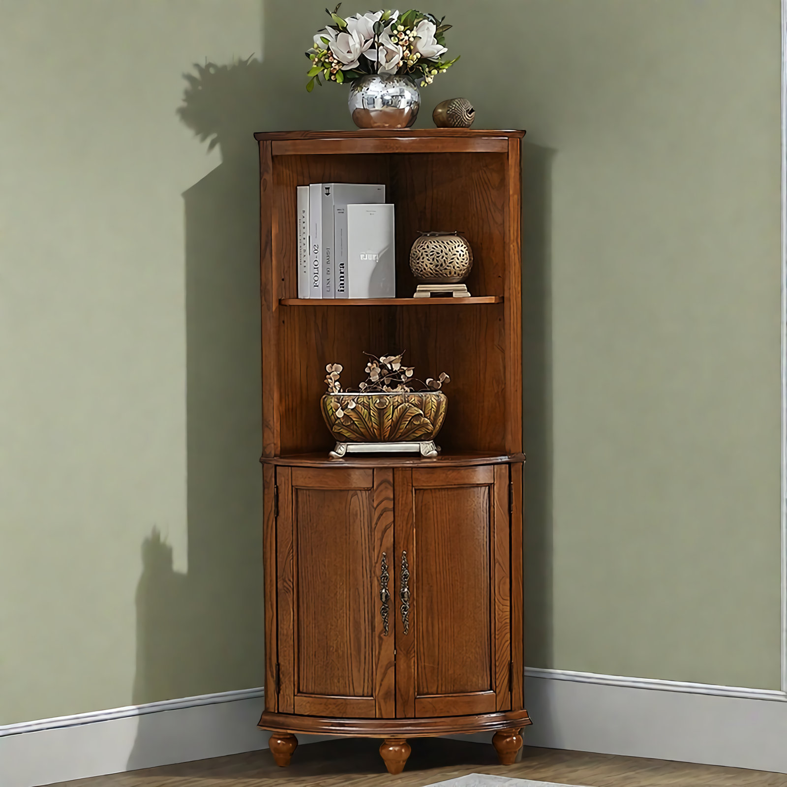 NICECABINET Classic Solid Wood Triangular Corner Bookcase - Wayfair Canada