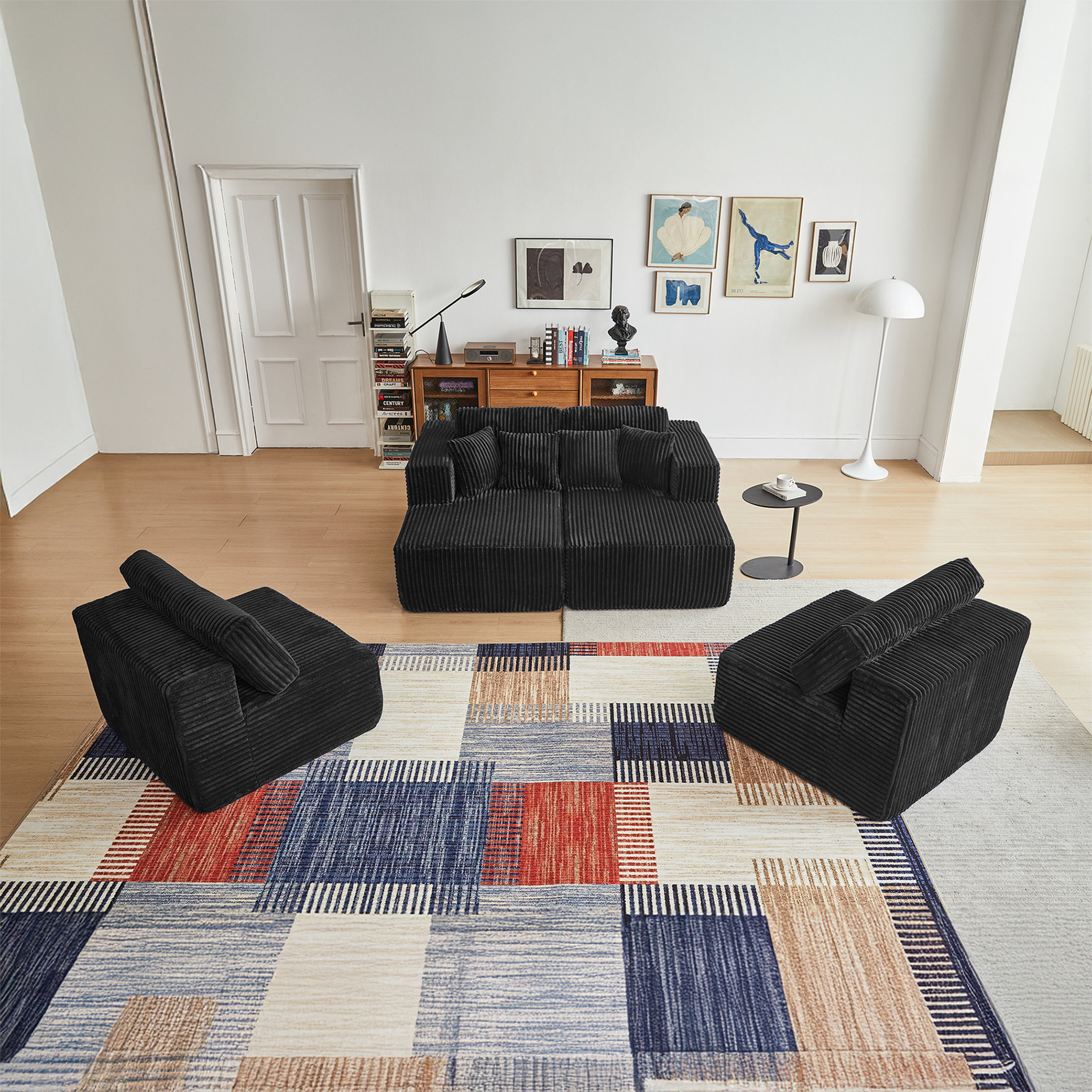 Mercer41 Flannel U-Shaped Sectional Sofa with Reversible Design ...