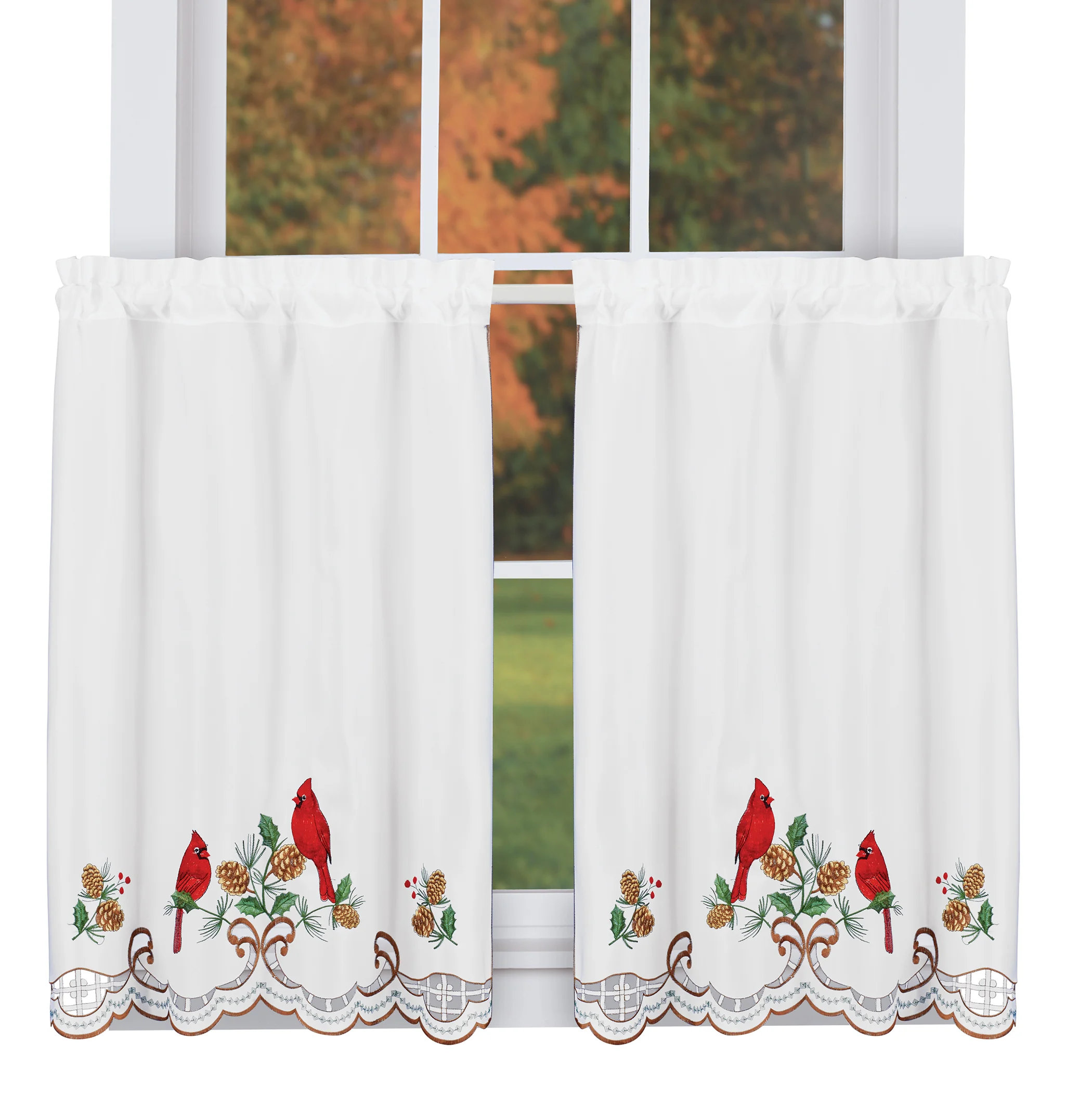 The Holiday Aisle® Embroidered Woodland Cardinal Tiered Kitchen ...