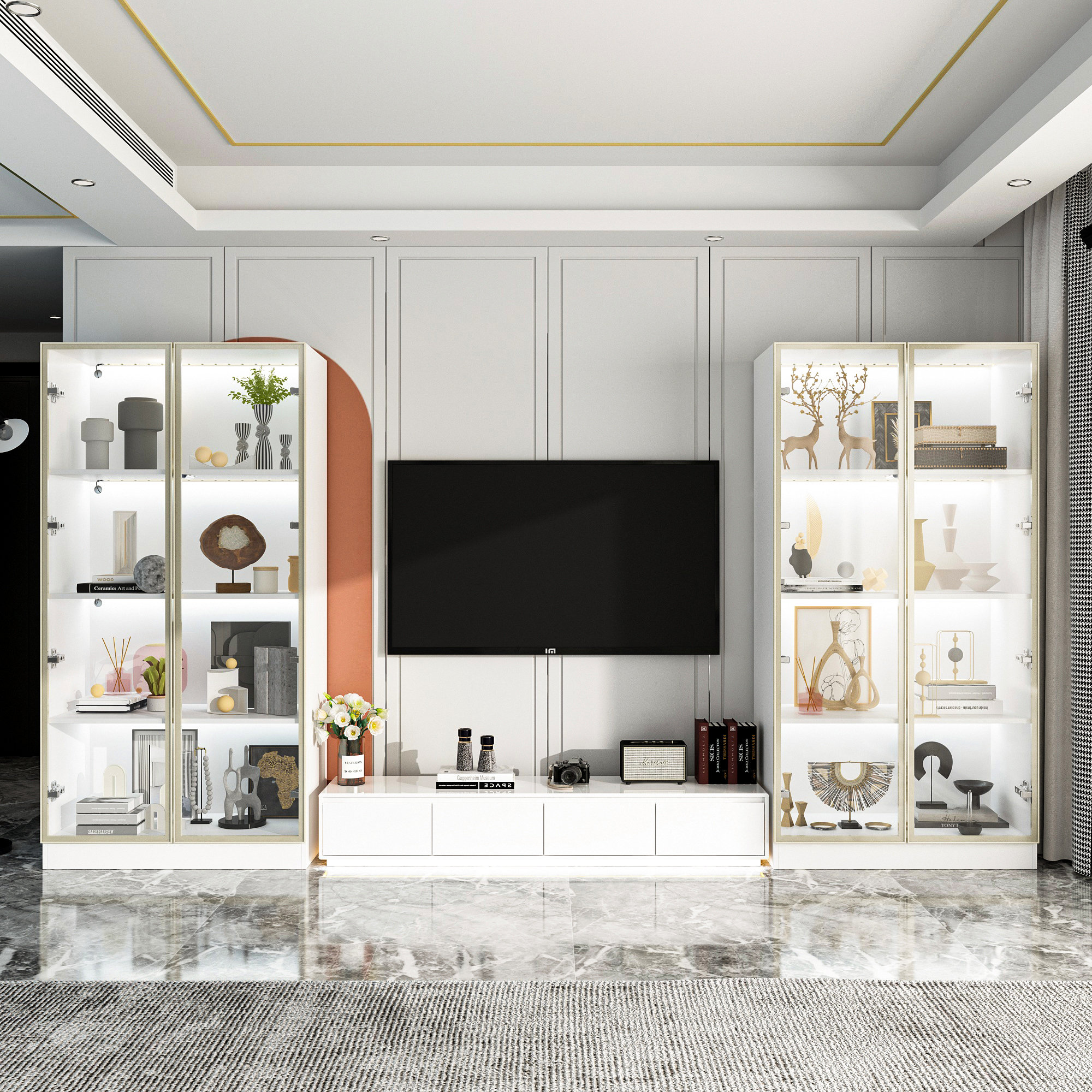 Brayden Studio® 135.9" Wide Media Console With LED Light | Wayfair