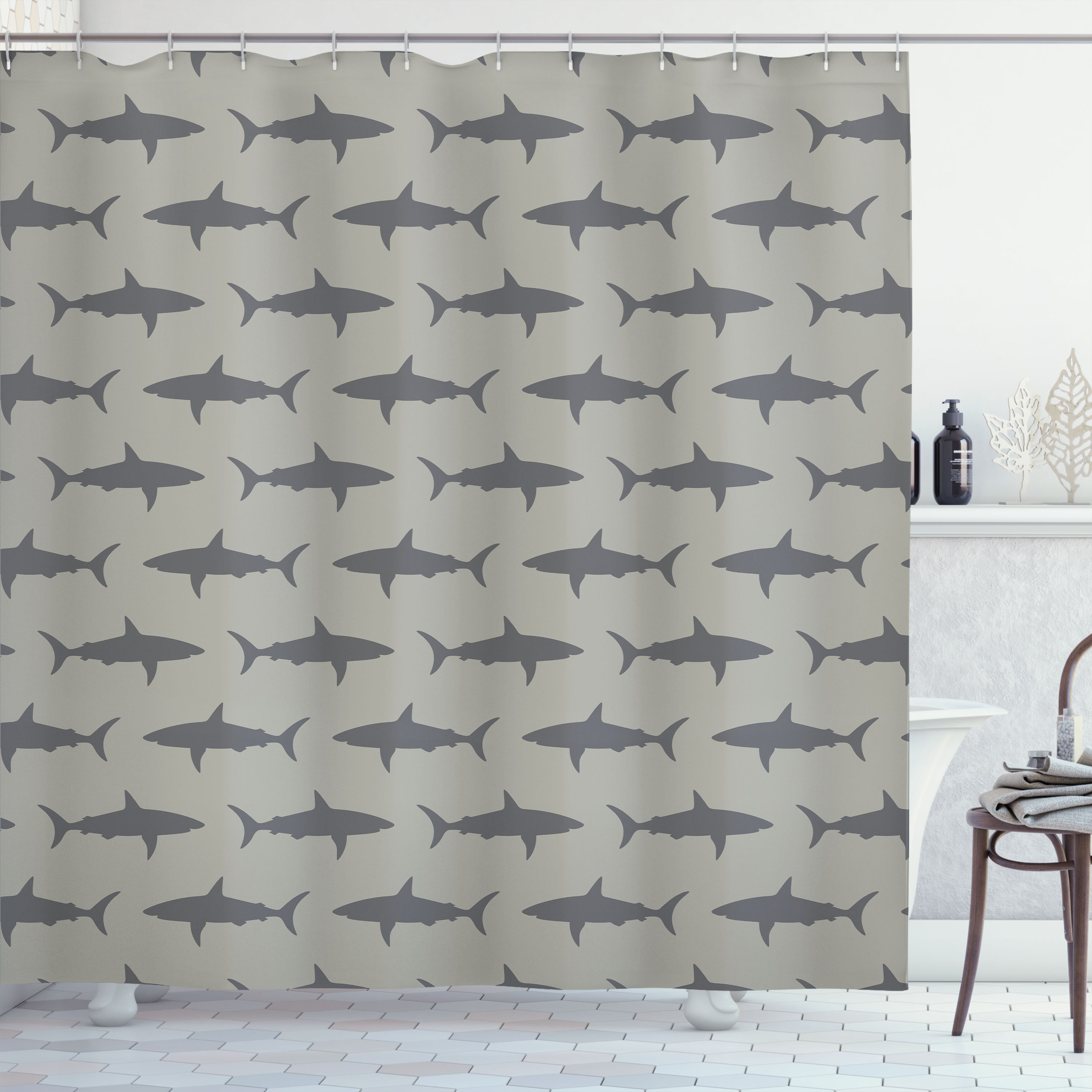 East Urban Home Sea Animals Shower Curtain Shark Silhouettes Wild | Wayfair