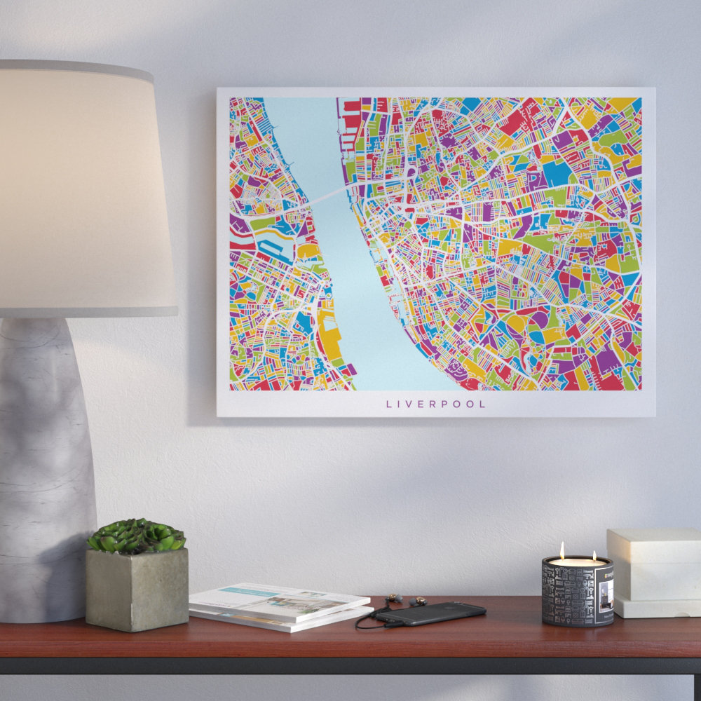 Ivy Bronx 'Liverpool England Street Map 4' Graphic Art on Wrapped ...