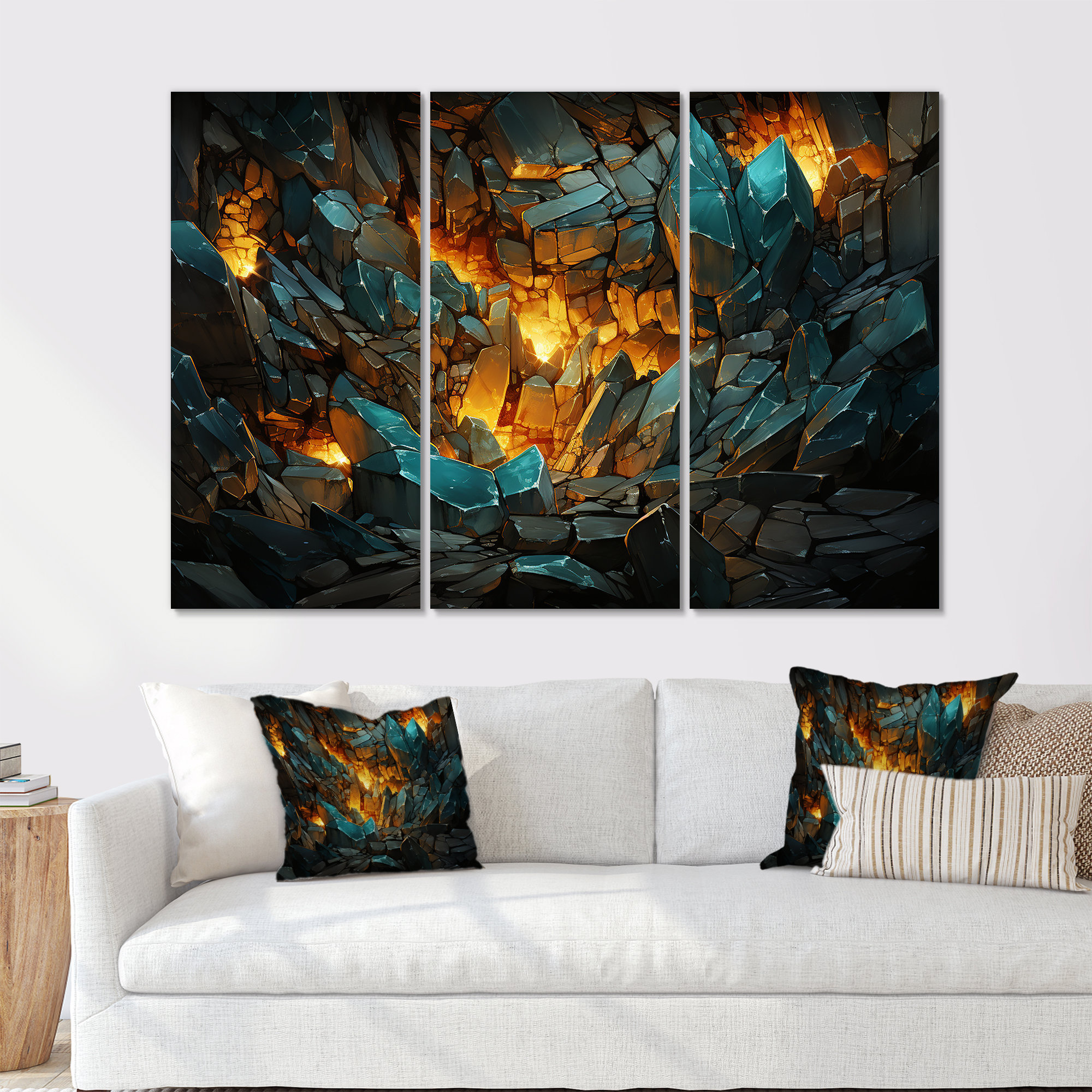 Ivy Bronx Fragmented Emerald Explosion - Abstract Shapes Wall Decor Set ...