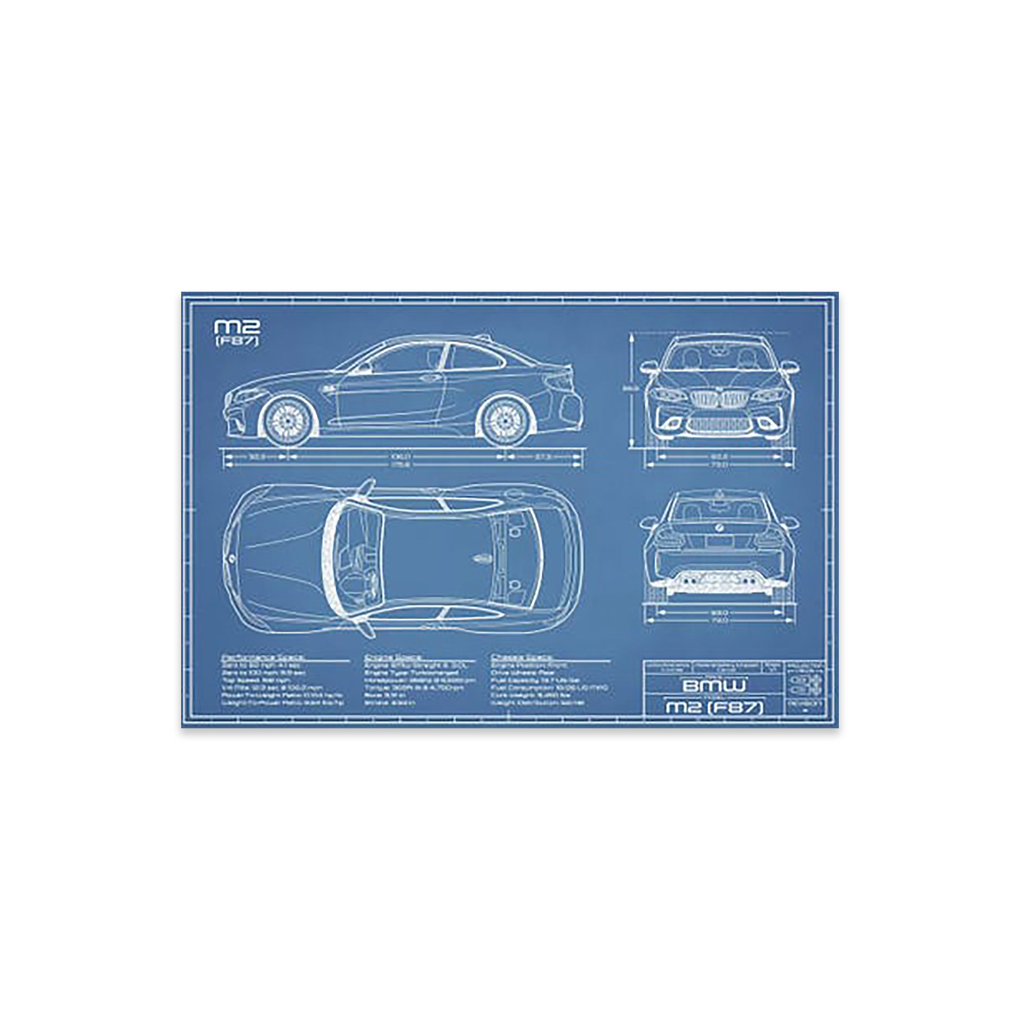 Williston Forge BMW M2 (F87) Blueprint Print On Acrylic Glass | Wayfair