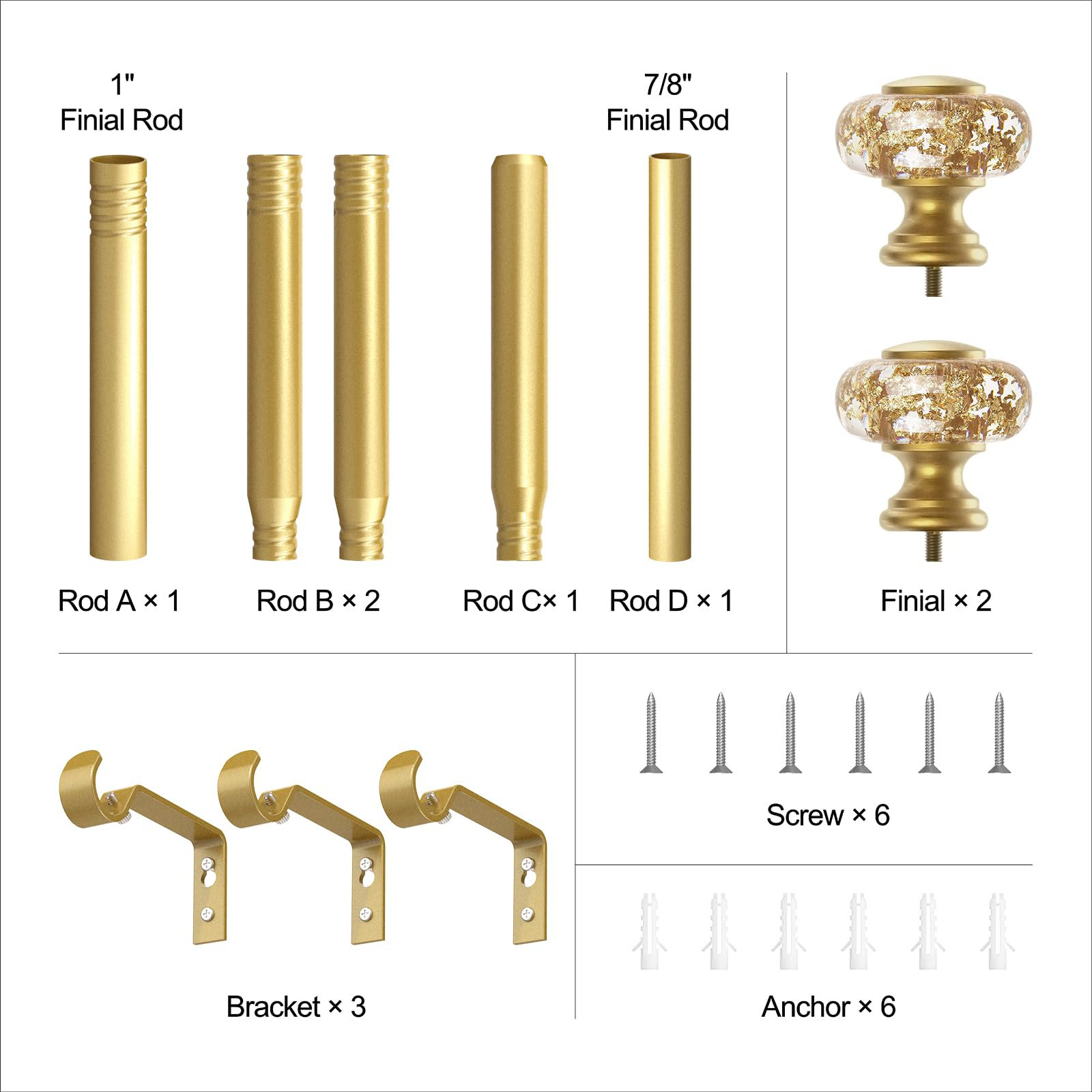Passetas Tringles à rideaux dorées pour fenêtres 32 à 72 pouces: tringle à draperie en acrylique ...
