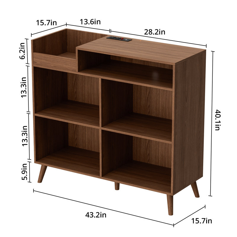 George Oliver 3 Tier Large Record Player Stand With Power Outlet, Vinyl ...