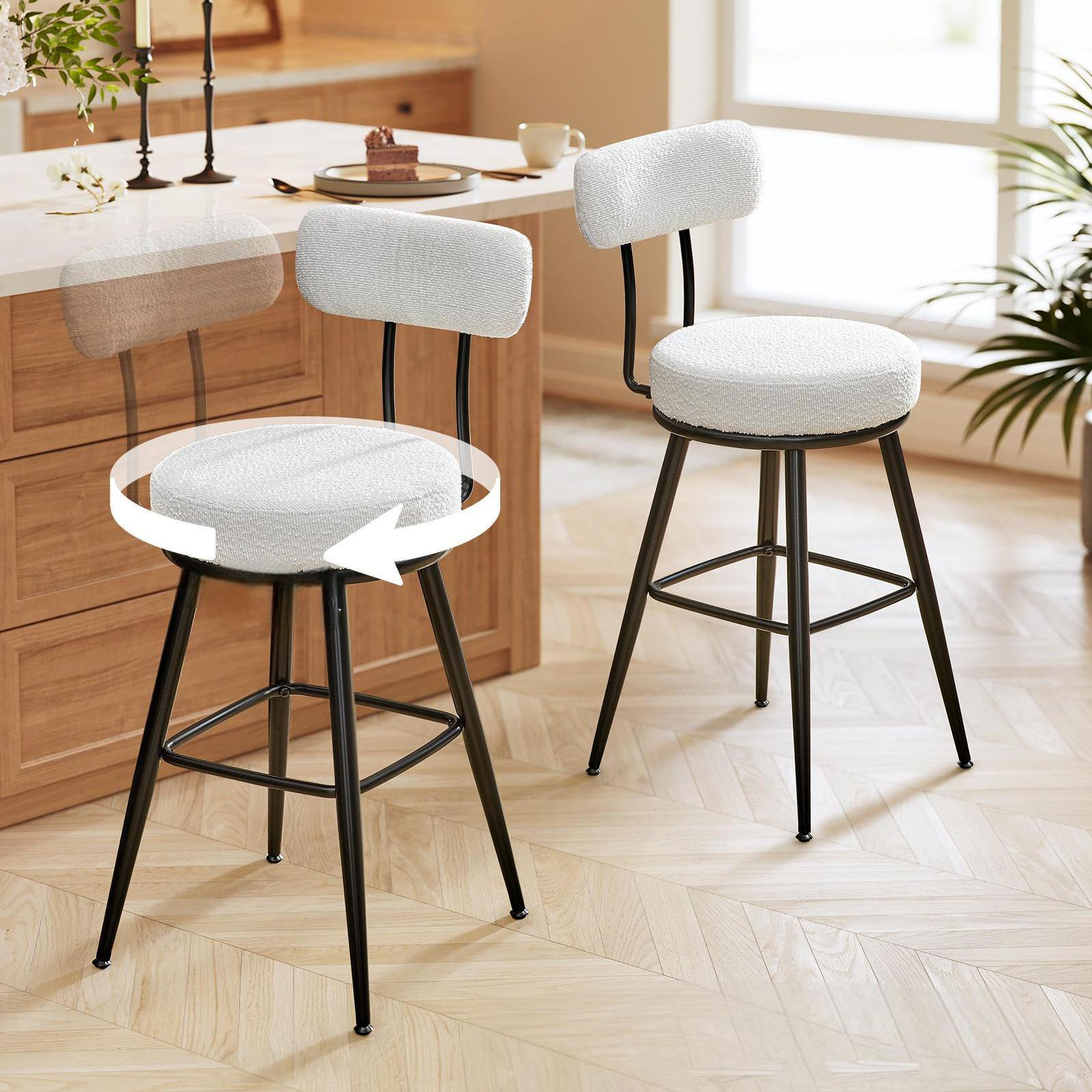 George Oliver 360° Swivel Bar Stools with Back（Set of 2） | Wayfair
