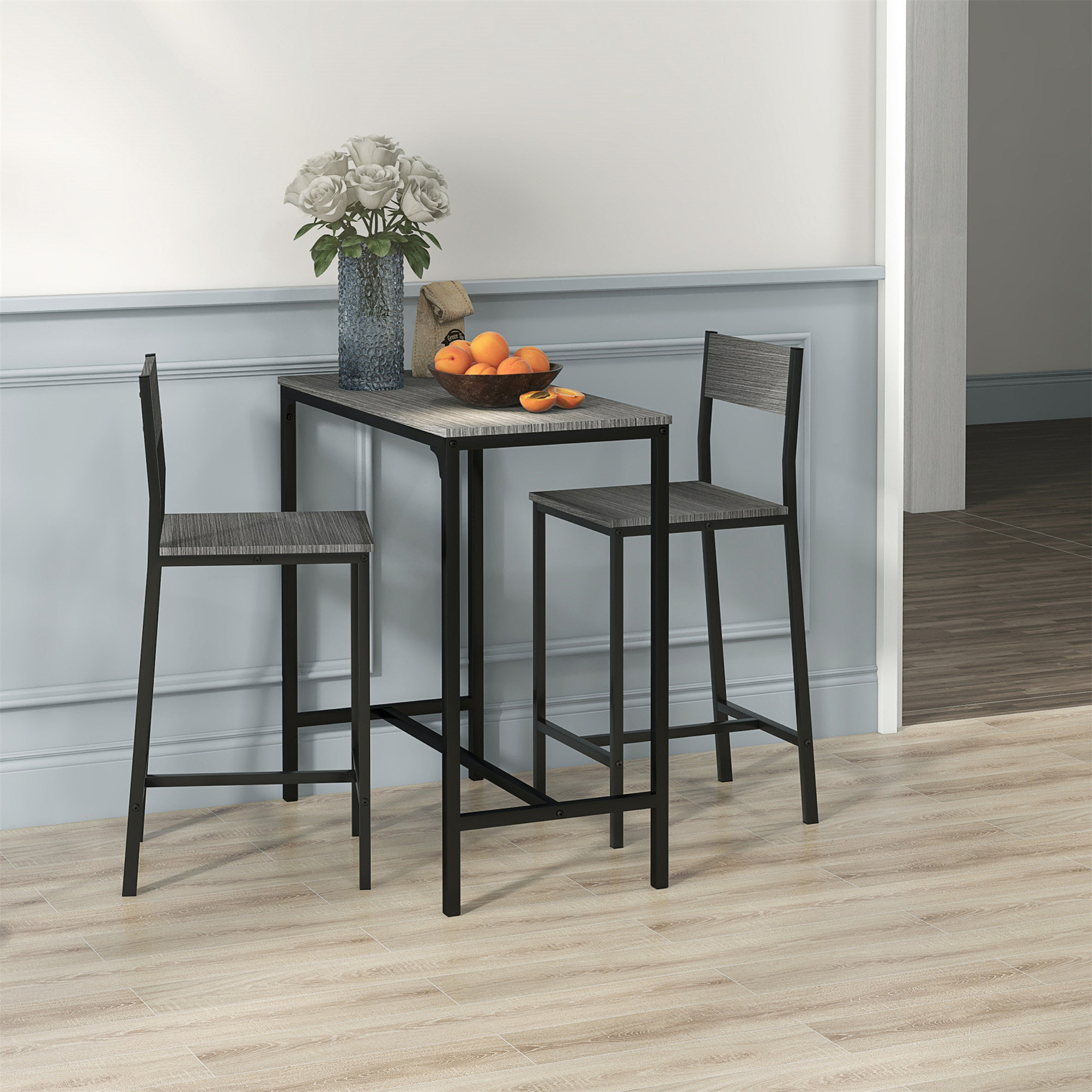 Trent Austin Design® 3 Piece Bar Table And Chairs, Industrial Dining ...