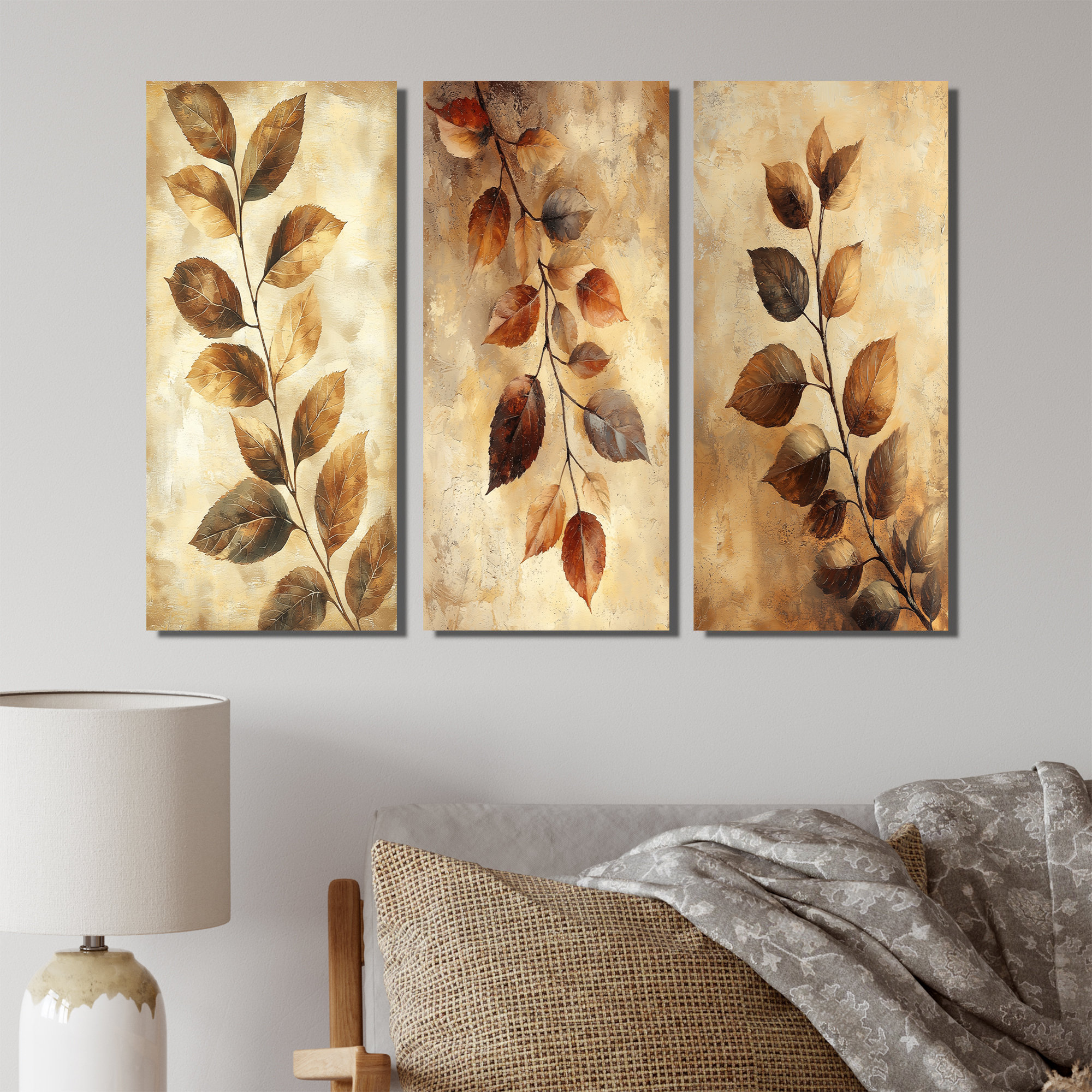 Red Barrel Studio® Brown Faded Sepia Leaves I - Green Traditional ...