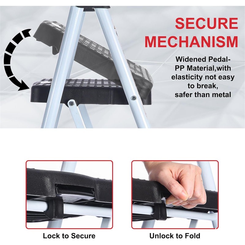 WFX Utility™ Portable Folding Step Stool with Wide Anti Slip Pedal ...