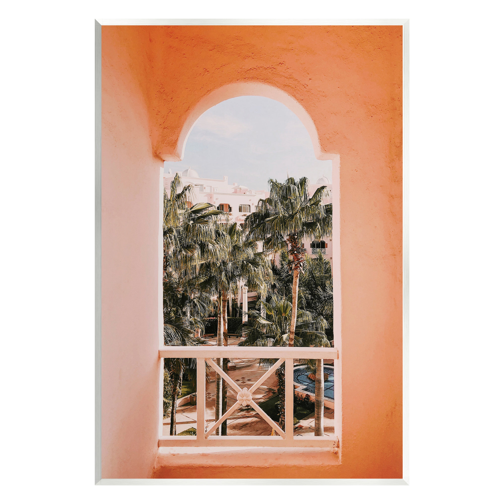 Stupell Industries Tropical Palm Trees Window View Floater Canvas Wall ...