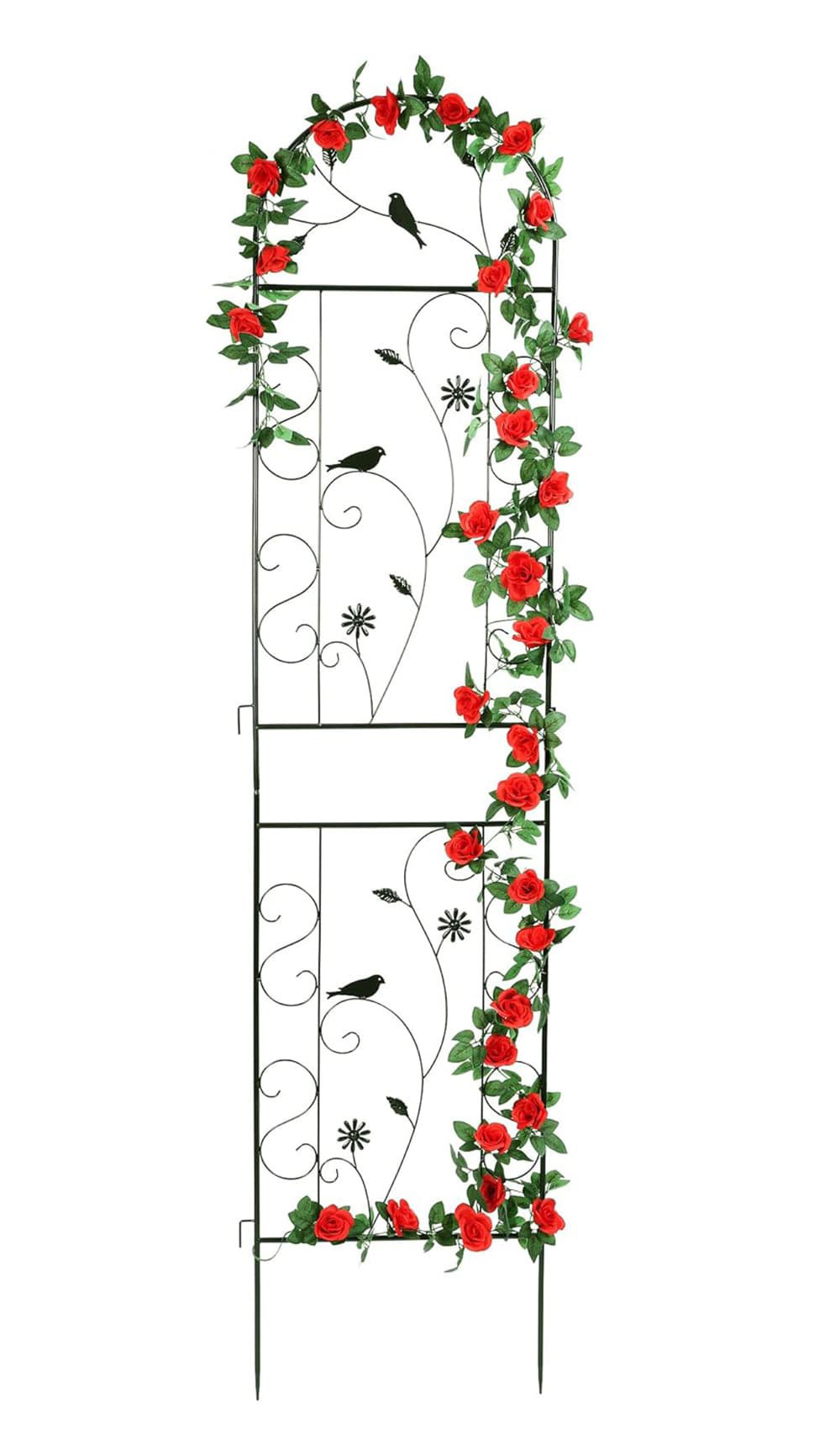 Lark Manor™ Set of 4 Rustic Iron Arch - Decorated Garden Trellises in ...