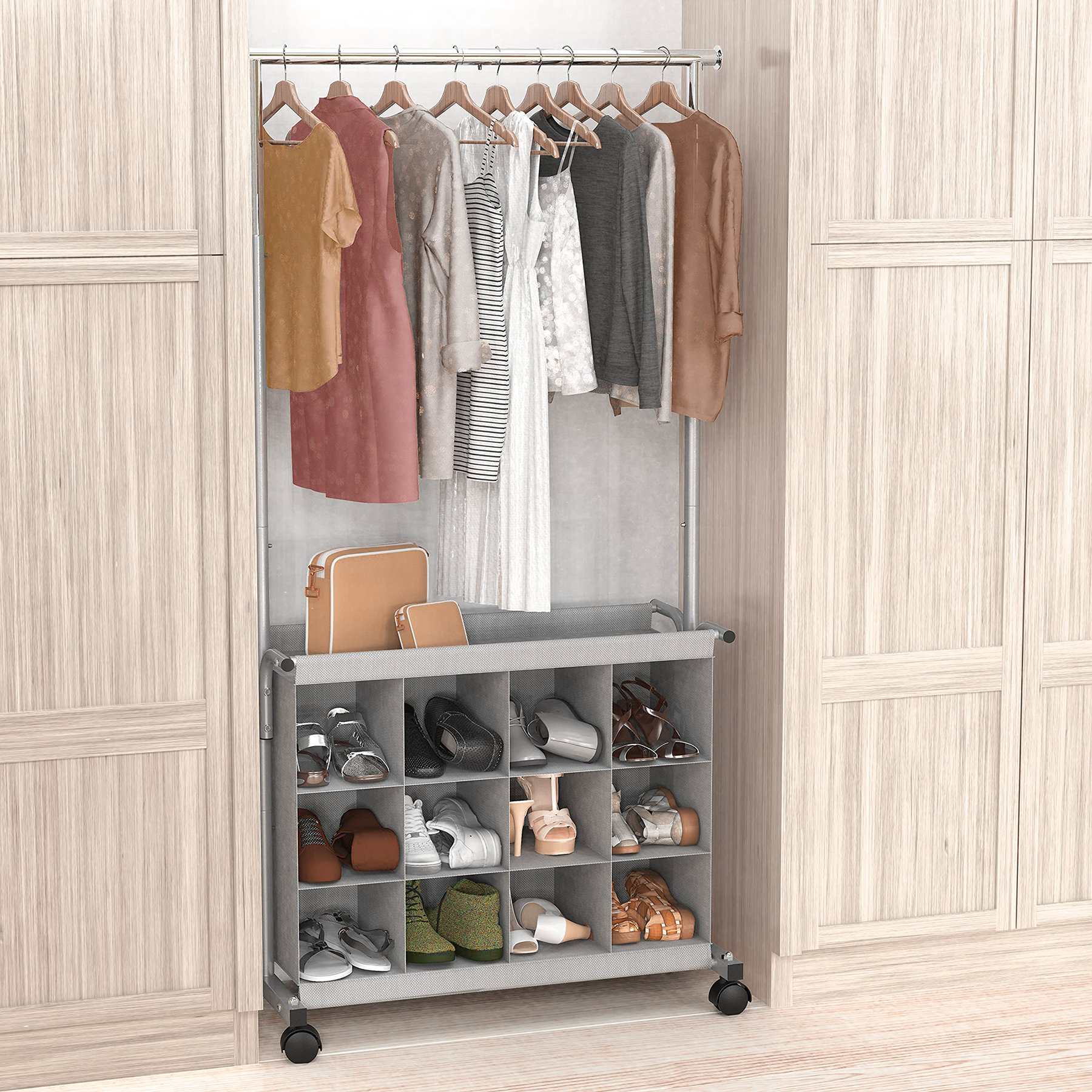 Rebrilliant Magdelina 30.5'' Metal Rolling Clothes Rack | Wayfair