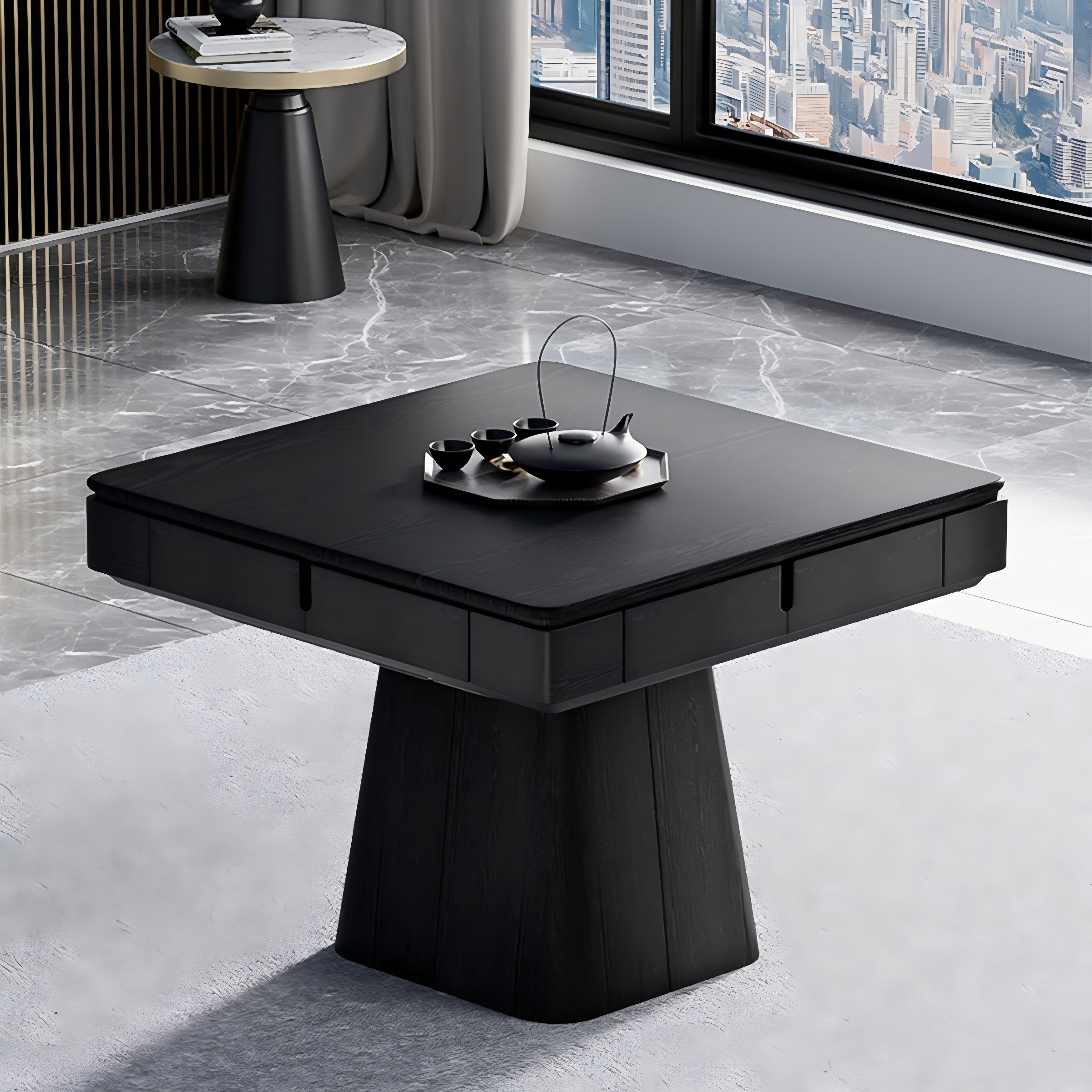 ARTISTIC CONCEPTION Solid Wood Folding Trolley Hand-Shuffling Mahjong ...