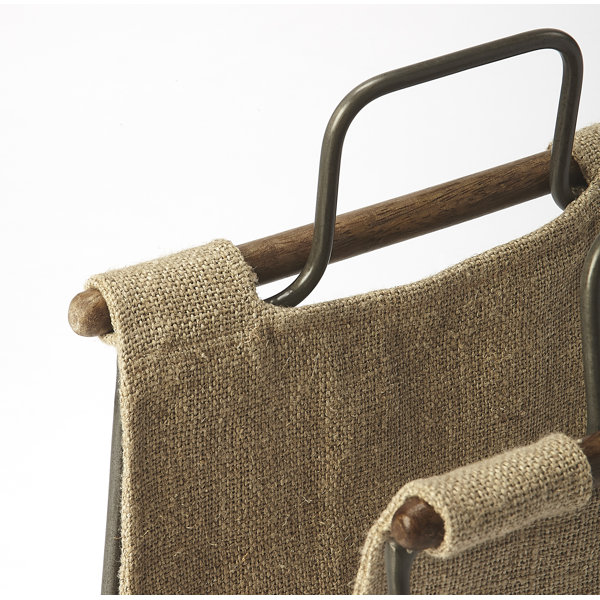 Butler Idaho Burlap & Metal Magazine Basket & Reviews | Perigold