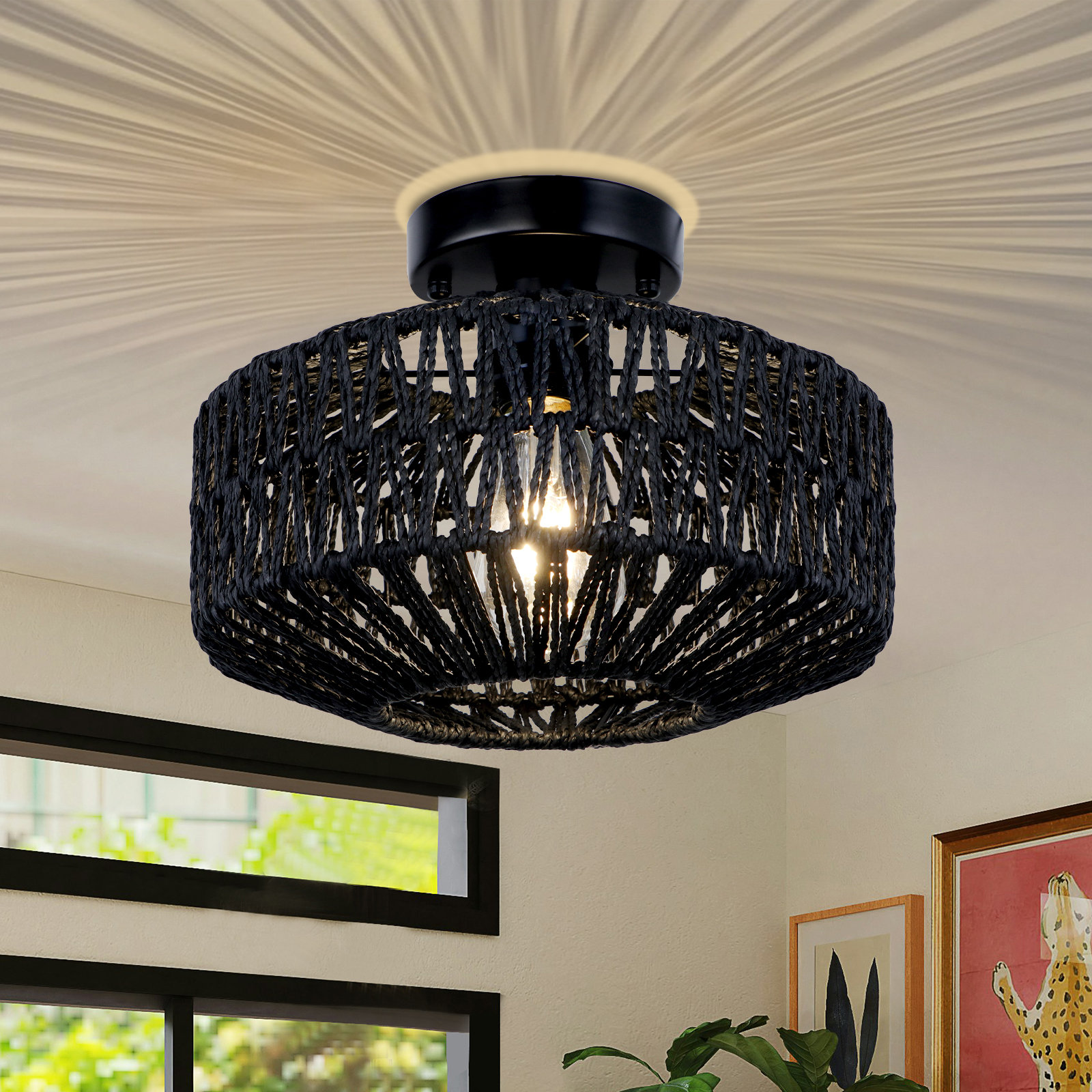 Bay Isle Home™ Clouden 12 in. Bohemian Rattan Semi Flush Mount & Reviews - Wayfair Canada