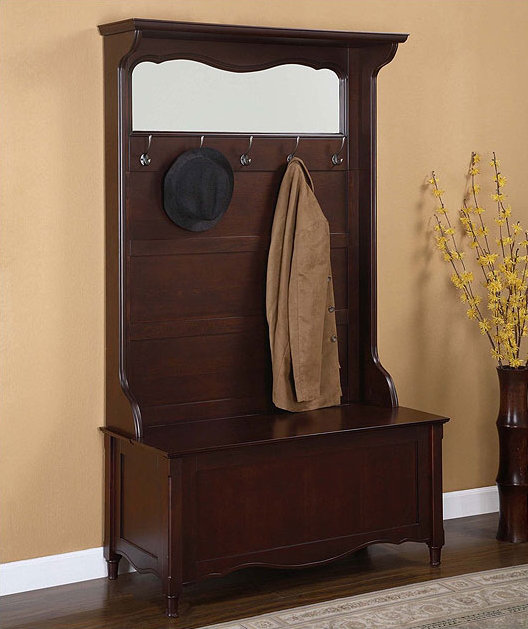 Powell Furniture Brown Cherry Storage Hall Tree | Wayfair