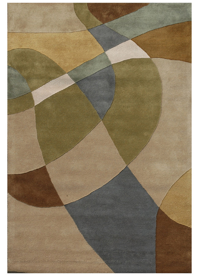 Orren Ellis Vassilij Abstract Handmade Tufted Wool Brown/Green Area Rug ...