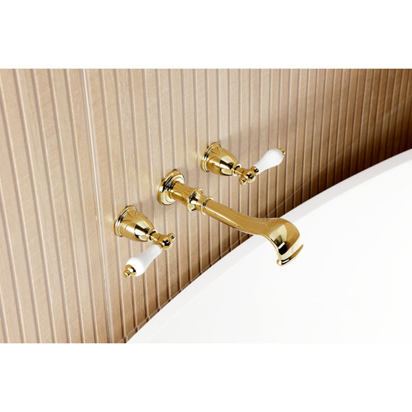Kingston Brass Two-Handle 3-Hole Wall Mount Roman Tub Faucet | Wayfair