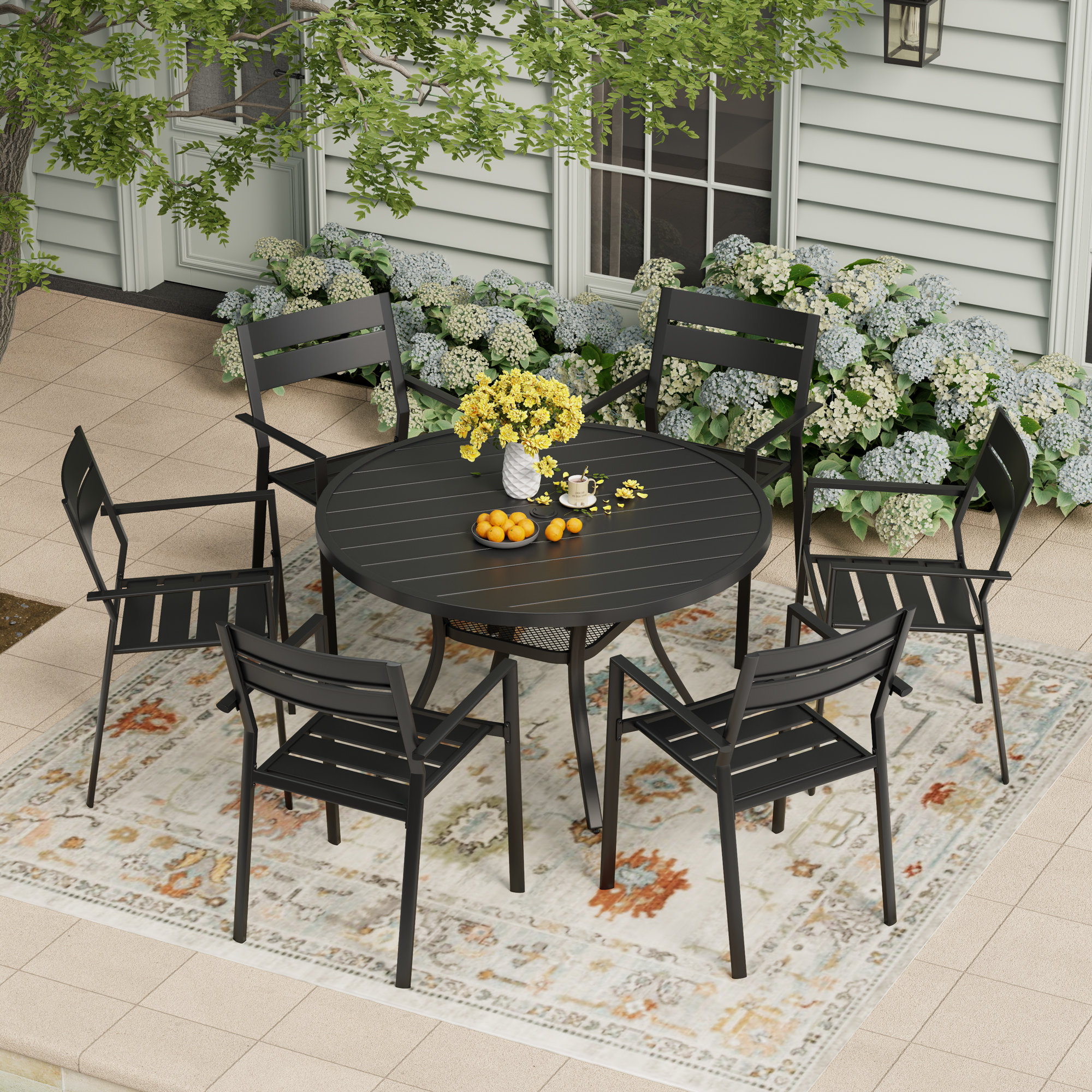 HAK 7 Pieces Patio Dining Table And Chairs Set & Reviews | Wayfair