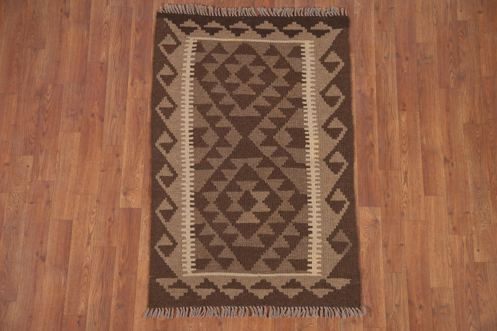 Isabelline Brown Kilim Reversible Wool Area Rug 3x4 | Wayfair