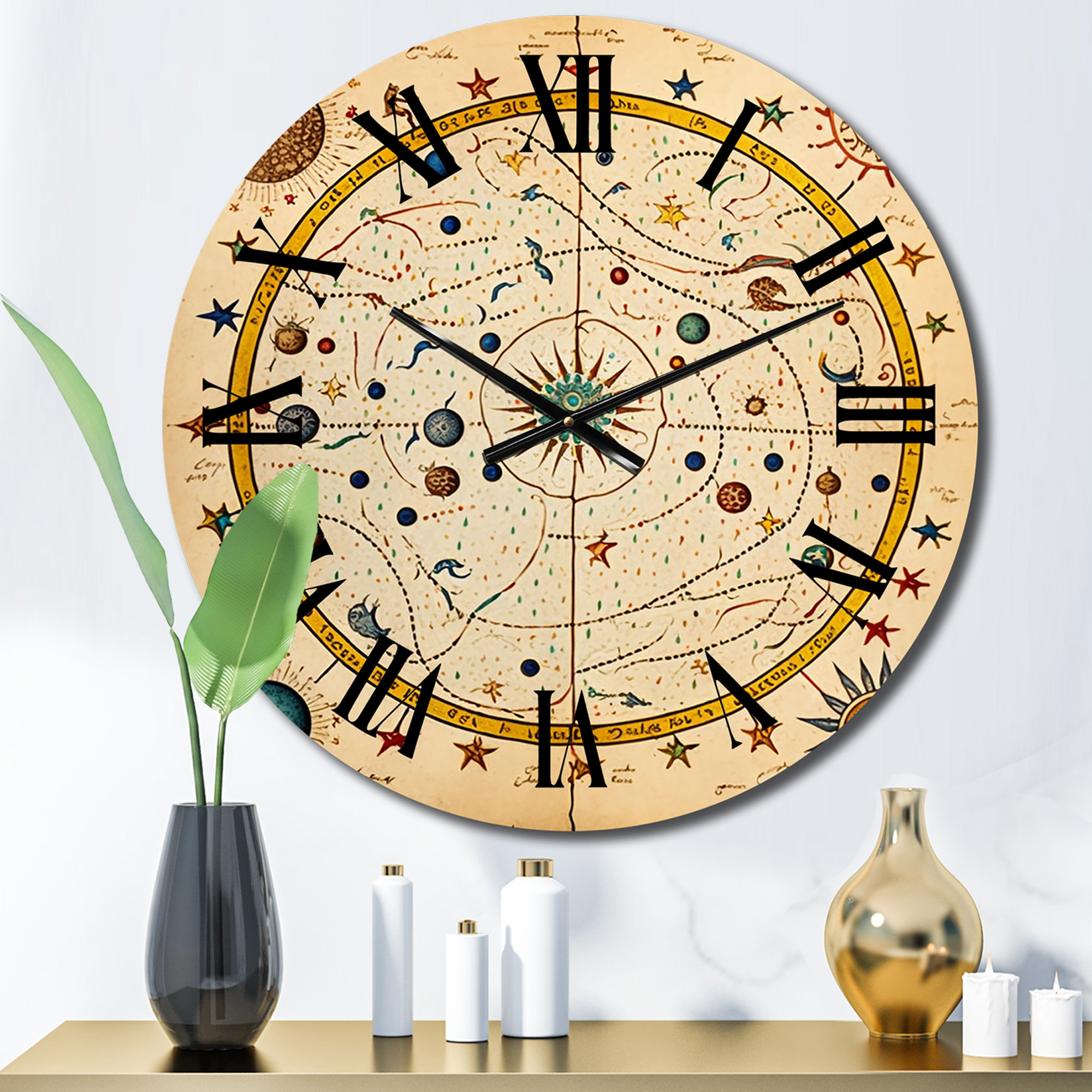 Design Art Ancient Map of Galaxy III - Modern Geometric Wall Clock ...