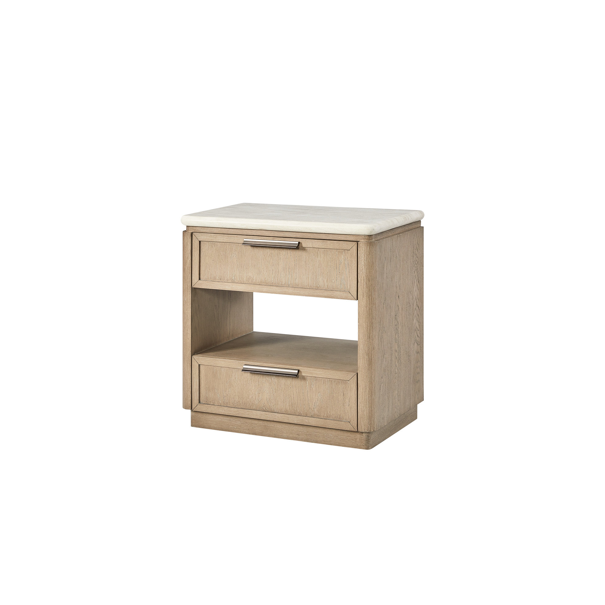 Hokku Designs Bedside Table With Two Drawers, Oak Veneer Drawer , Beige ...