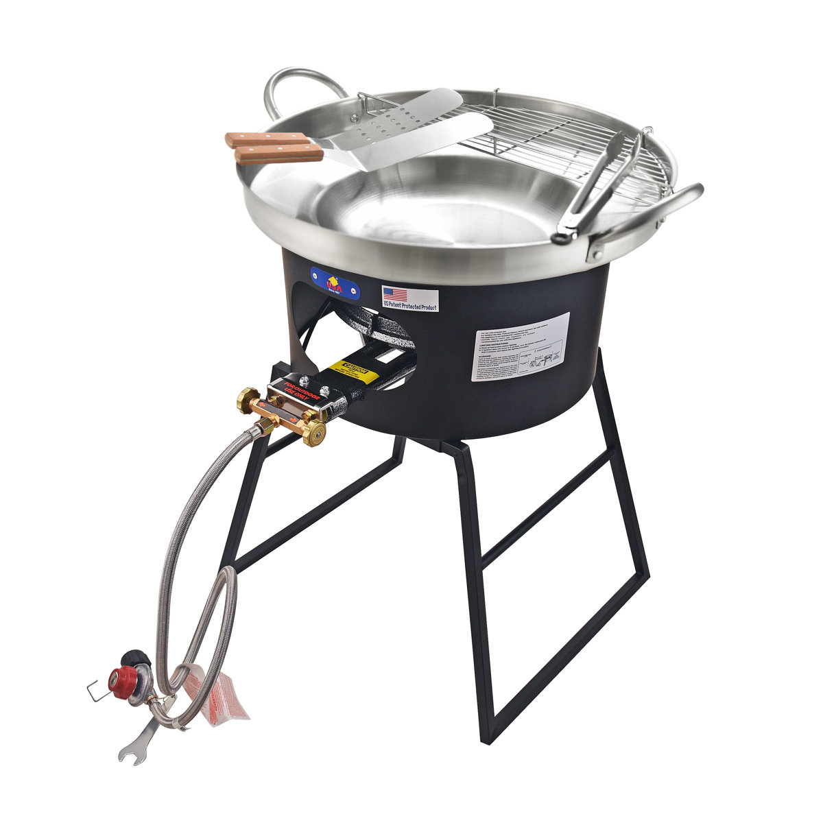 ARC 23" Stainless Steel Concave Comal Set, 80,000 BTU Propane Burner ...