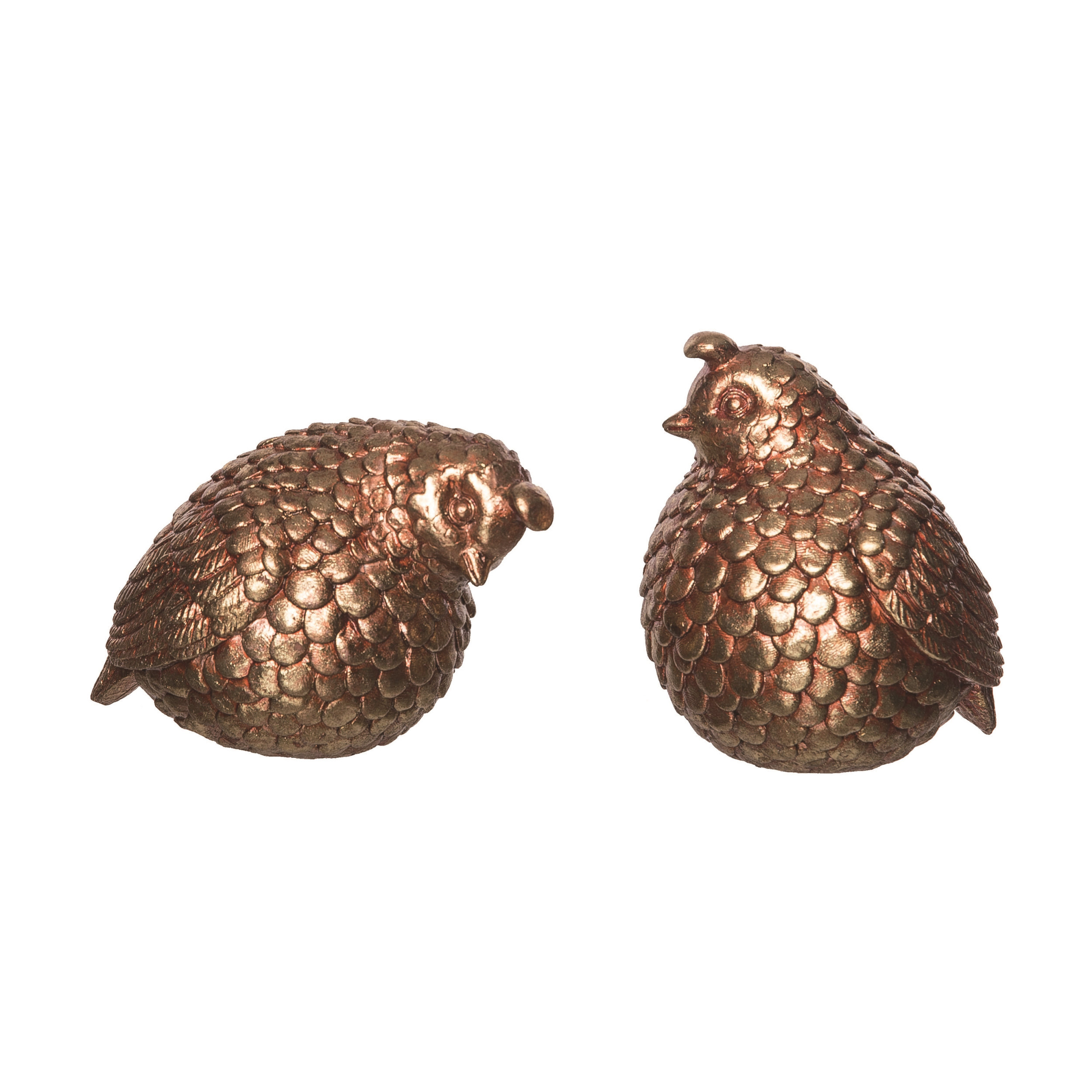 The Holiday Aisle® Resin Gold Partridge Figurine Set of 2 Christmas ...
