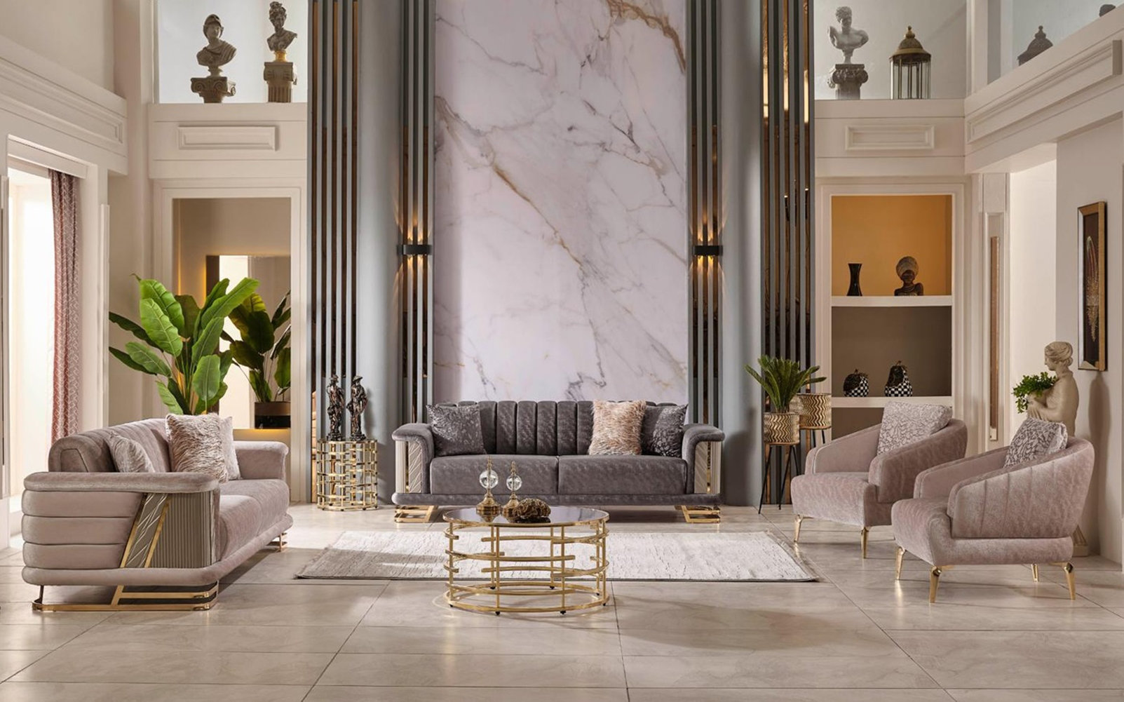 Everly Quinn Jacobo 4 Piece Cream And Gray Living Room Set | Wayfair