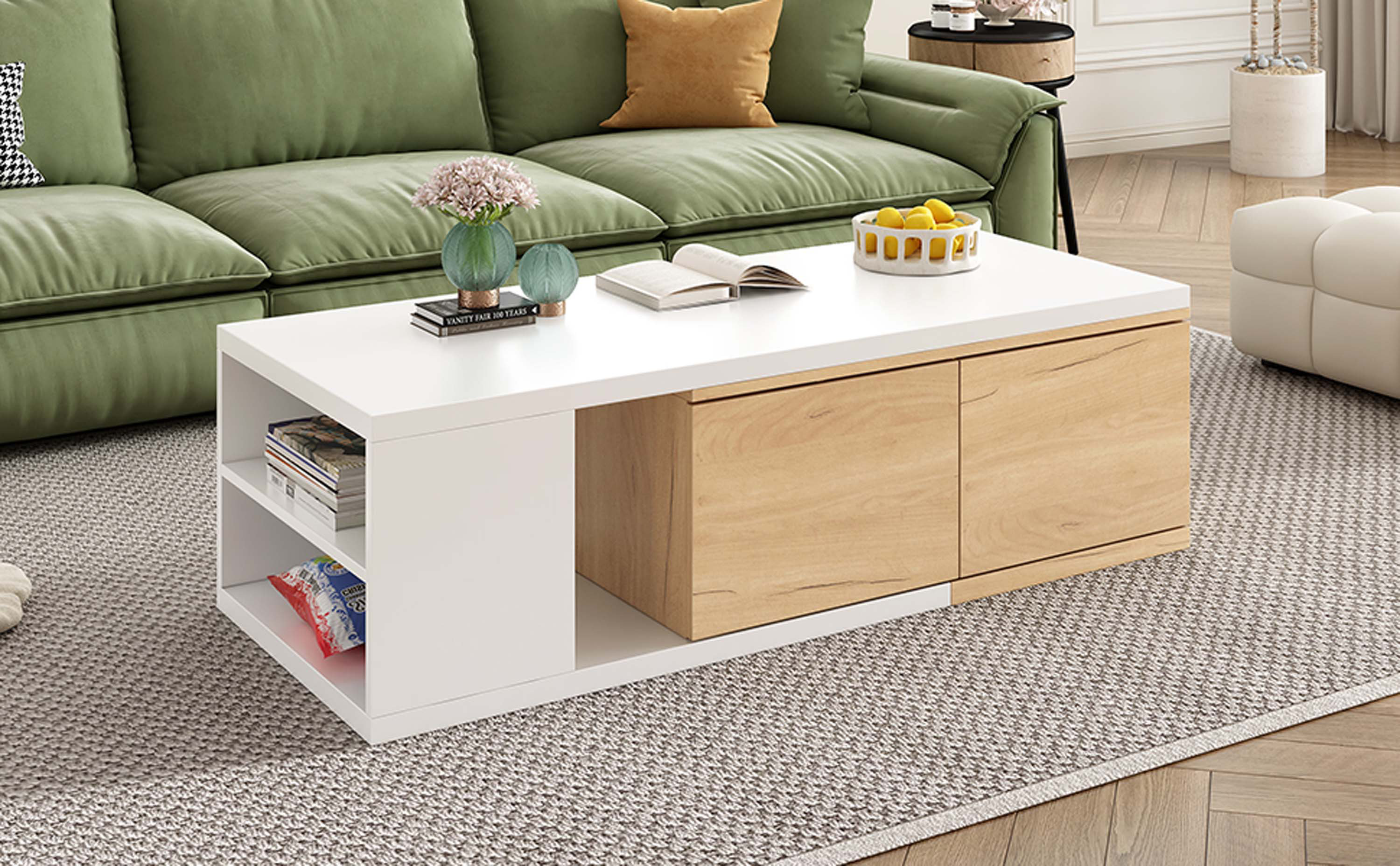 Latitude Run® Extendable Coffee Table , Multi-functional Hidden Storage ...