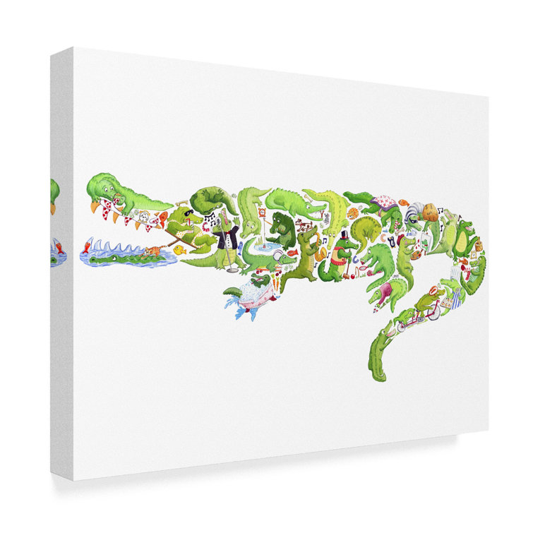 The Holiday Aisle® Crocodile Collage On Canvas by Louise Tate Print ...