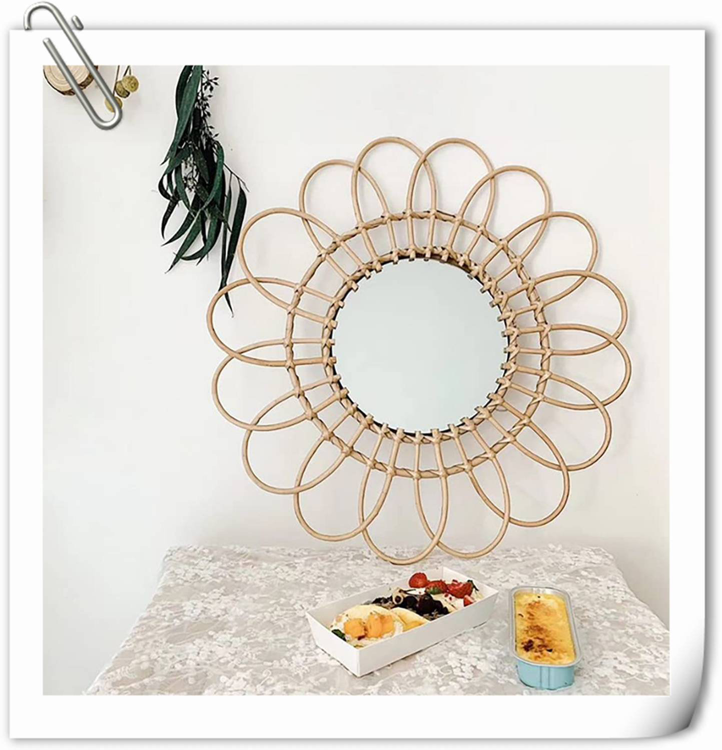 Bay Isle Home™ Wall Mounted Mirror Wicker Rattan Decorative Mirrors For ...