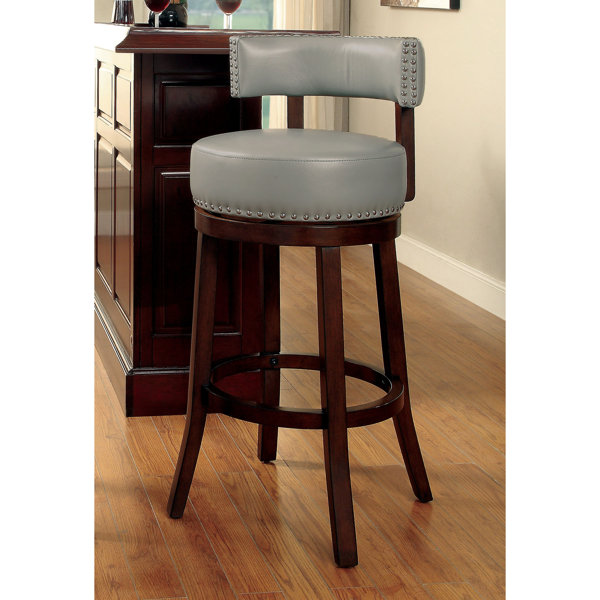 Wade Logan® Delevan Swivel Upholstered Counter Stool with Solid Wood ...